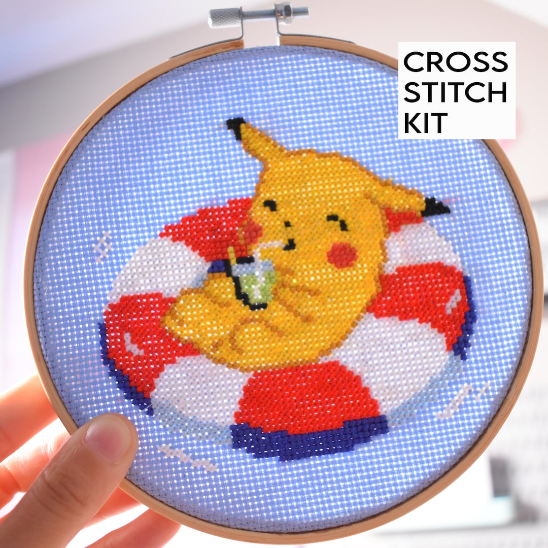 Beginner Friendly Pokémon Pikachu Cross Stitch Kit, Floating Pikachu ...