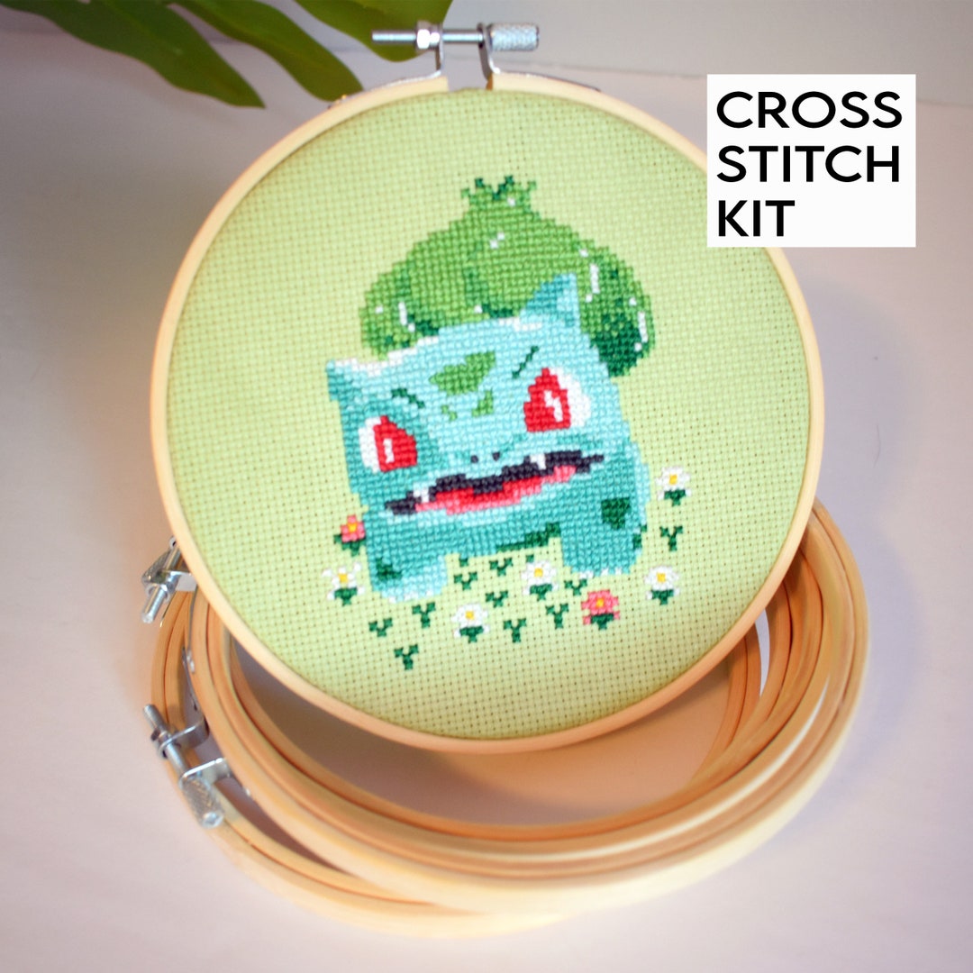 Bulbasaur Cross Stitch Kit, Starter Pokémon Bulbasaur DIY Hobby Kit ...