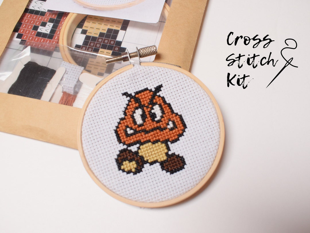 Super Mario Cross Stitch Kit Goomba Kit 3inch Mini Cross - Etsy