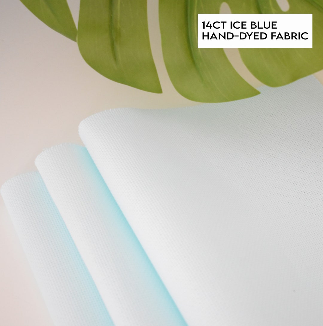 14ct Ice Blue Aida Cloth, Hand Dyed Cross Stitch Fabric, 14CT Ice Blue ...