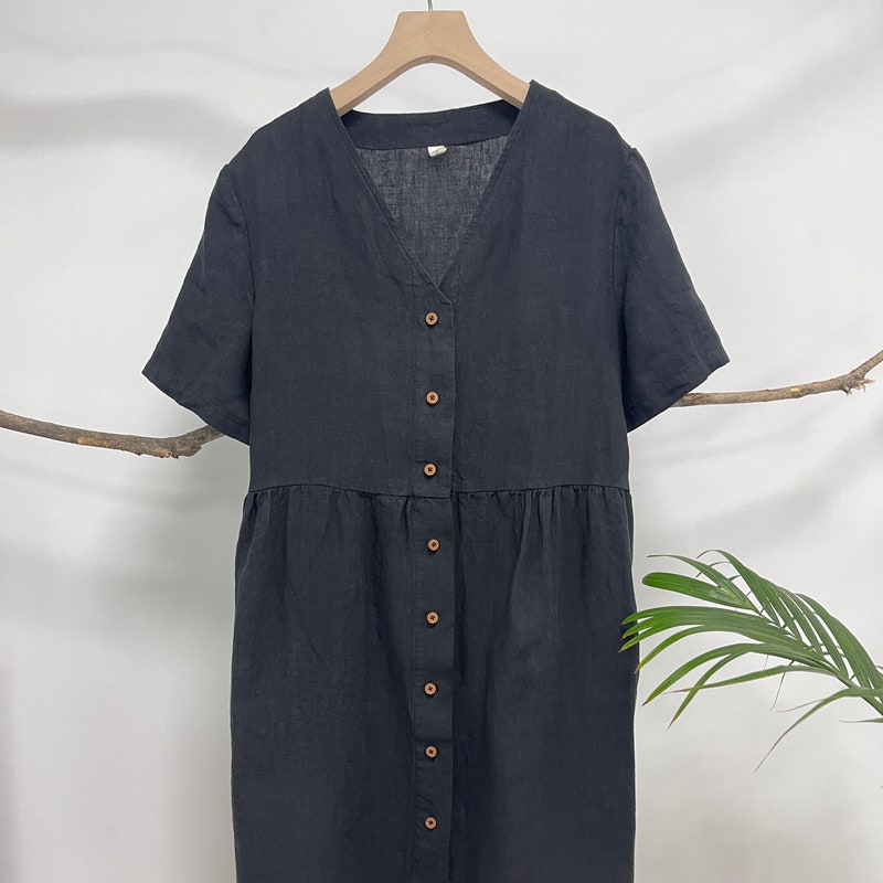 Linen Button Front Dress - Etsy