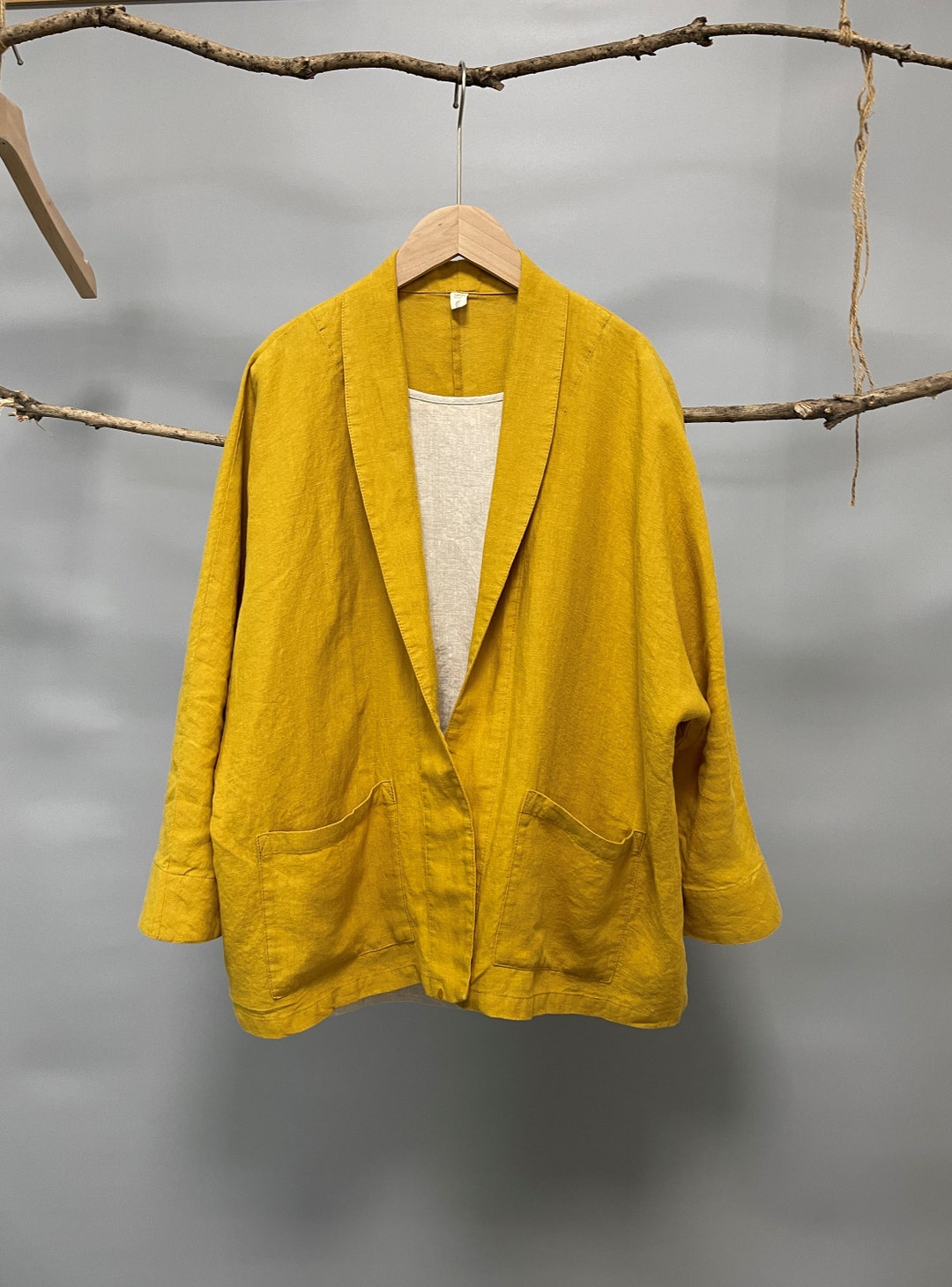 Heavy Linen Cardigan, Classic Linen Cardigan, Open Front Linen Jacket ...