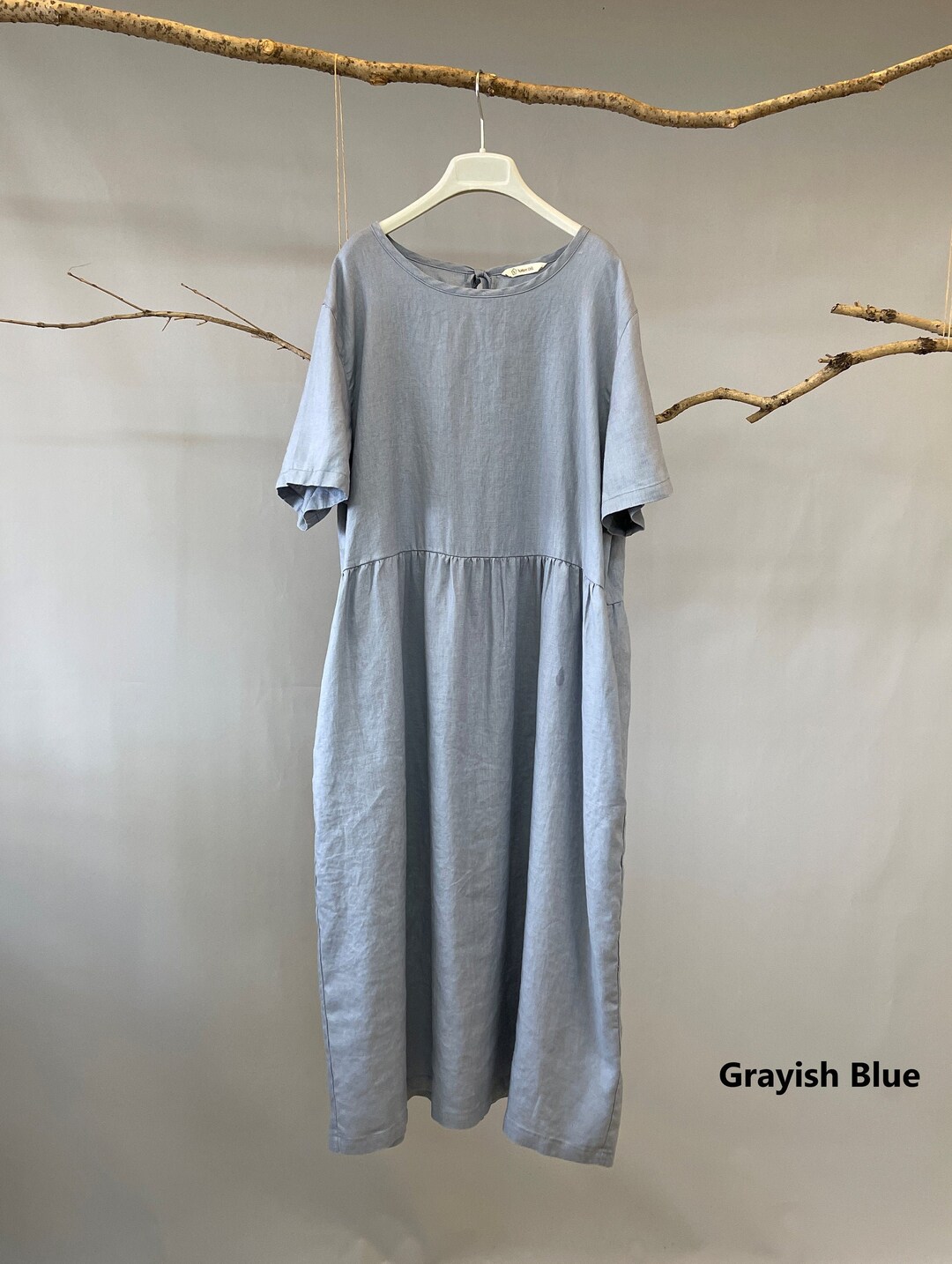 Casual Linen Dress, Midi Length Linen Dress, Midi Linen Dress With ...