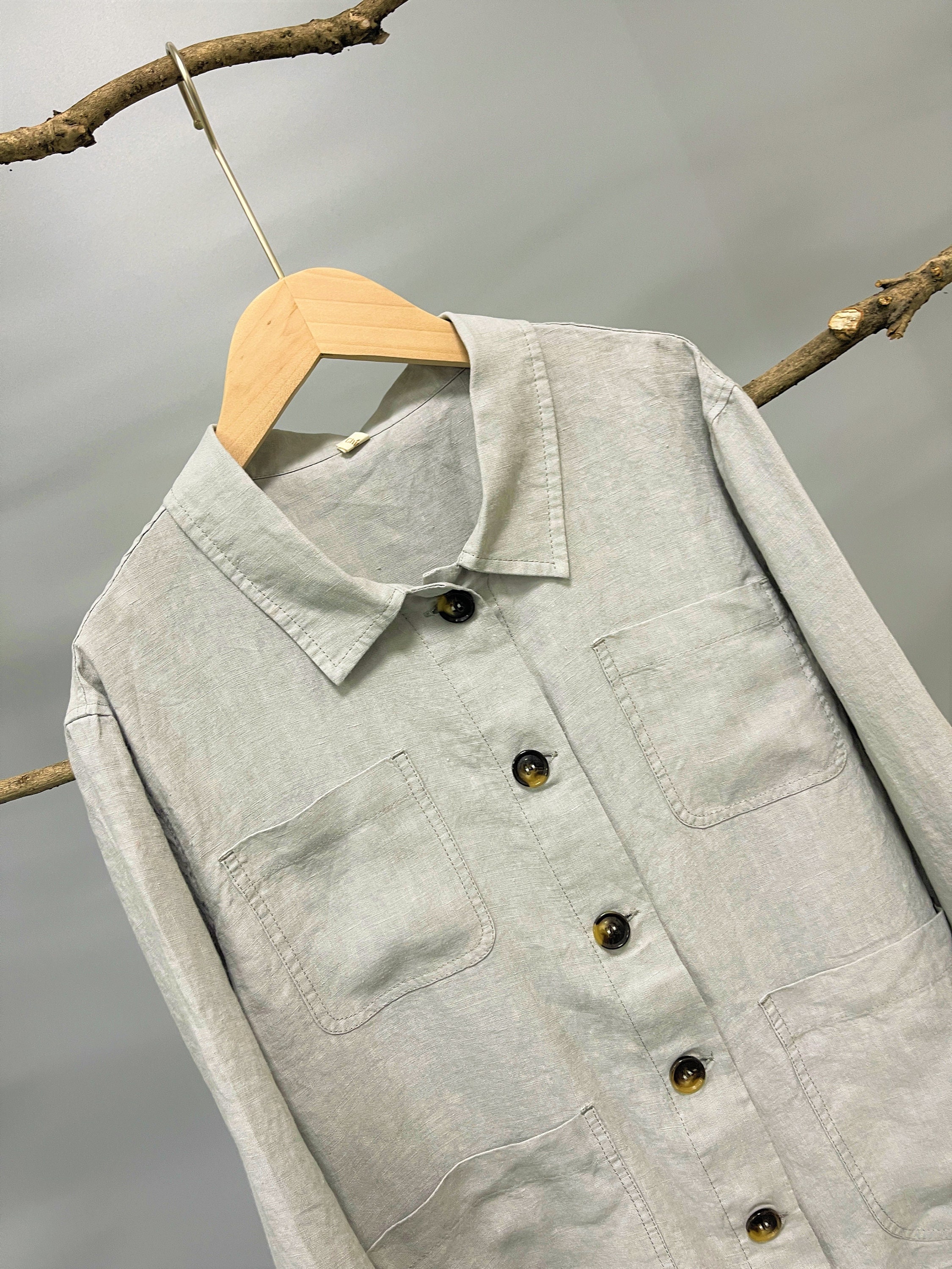 Heavy Linen Utility Jacket Women/women's Boxy Jacket/linen - Etsy