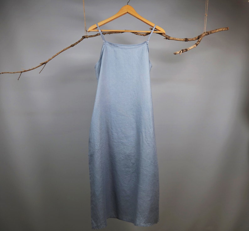 Slip Dress, Linen Slip Dress, Scoop Neck Linen Midi Dress, Linen Summer ...