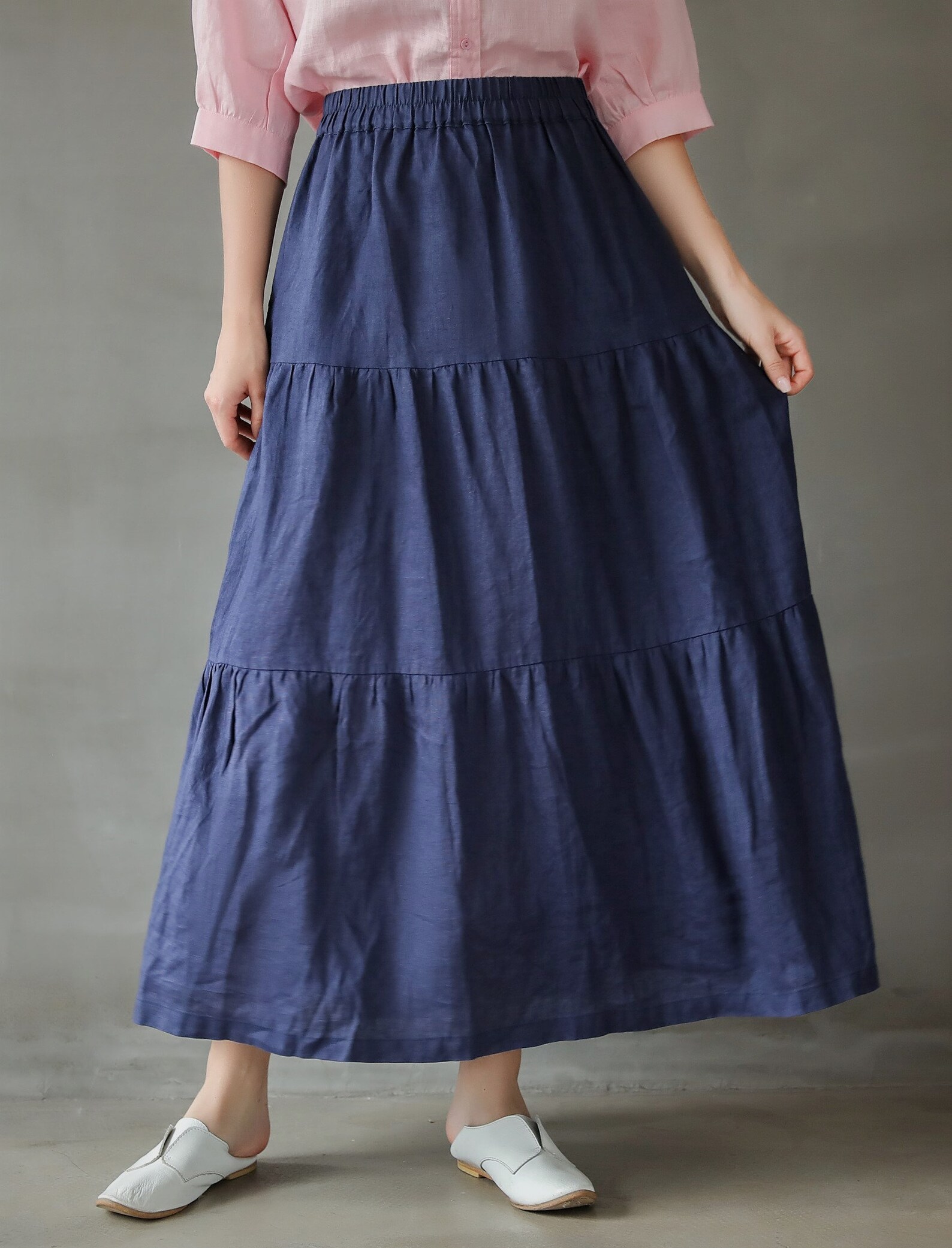 Classic Tiered Long Skirt Tiered Swing Skirt Long tiered | Etsy