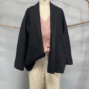 Heavy Linen Cardigan, Classic Linen Cardigan, Open Front Linen Jacket ...