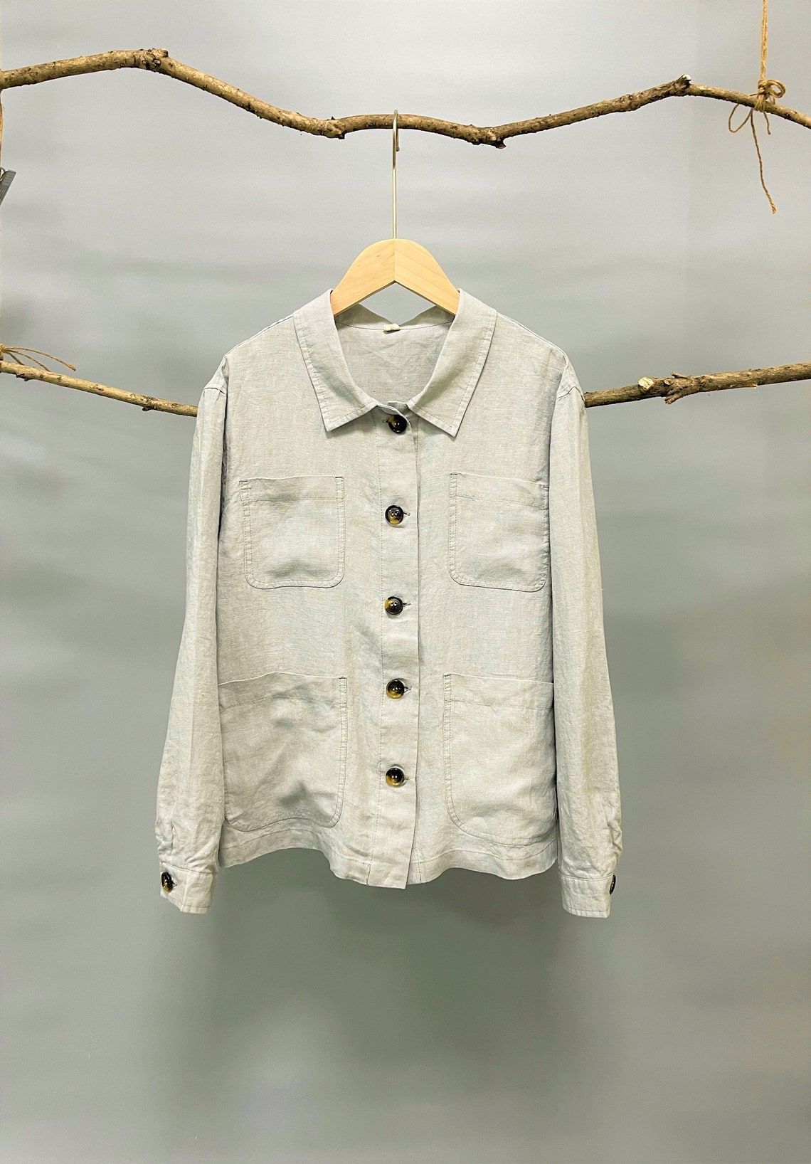 Heavy Linen Utility Jacket Women/women's Boxy Jacket/linen | Etsy