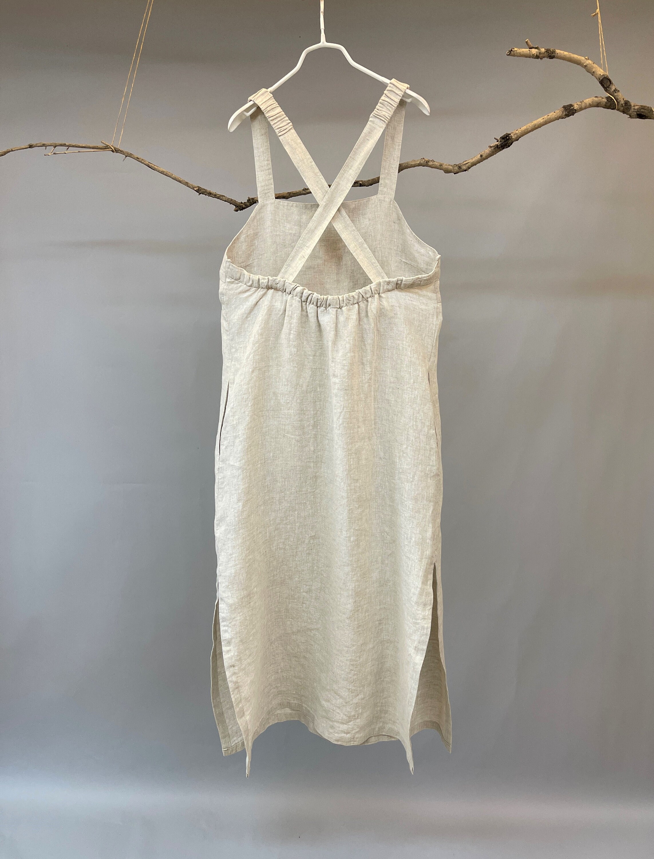 Cross-back Linen Dress Linen Sundress Linen Dress With - Etsy