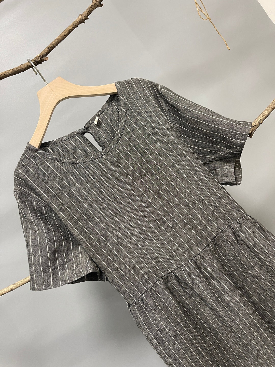 Casual Linen Dress, Midi Linen Dress, Midi Dress With Side Pockets ...