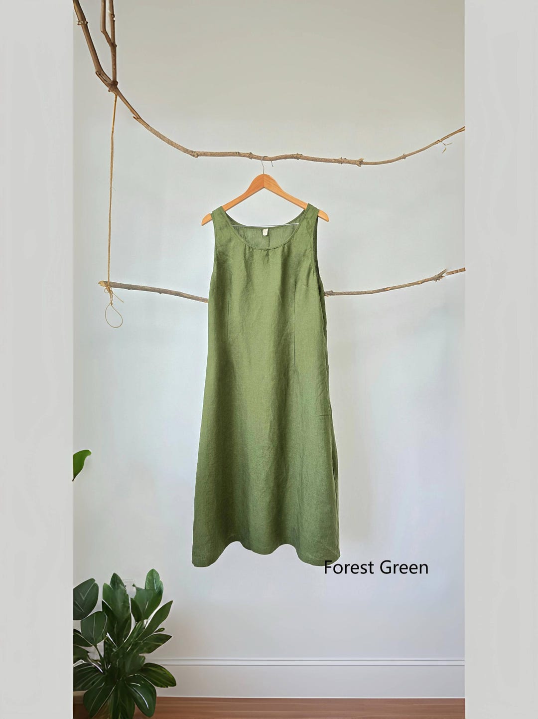 Casual Linen Dress, Midi Linen Dress, Invisible Zipper, Midi Dress W/t ...