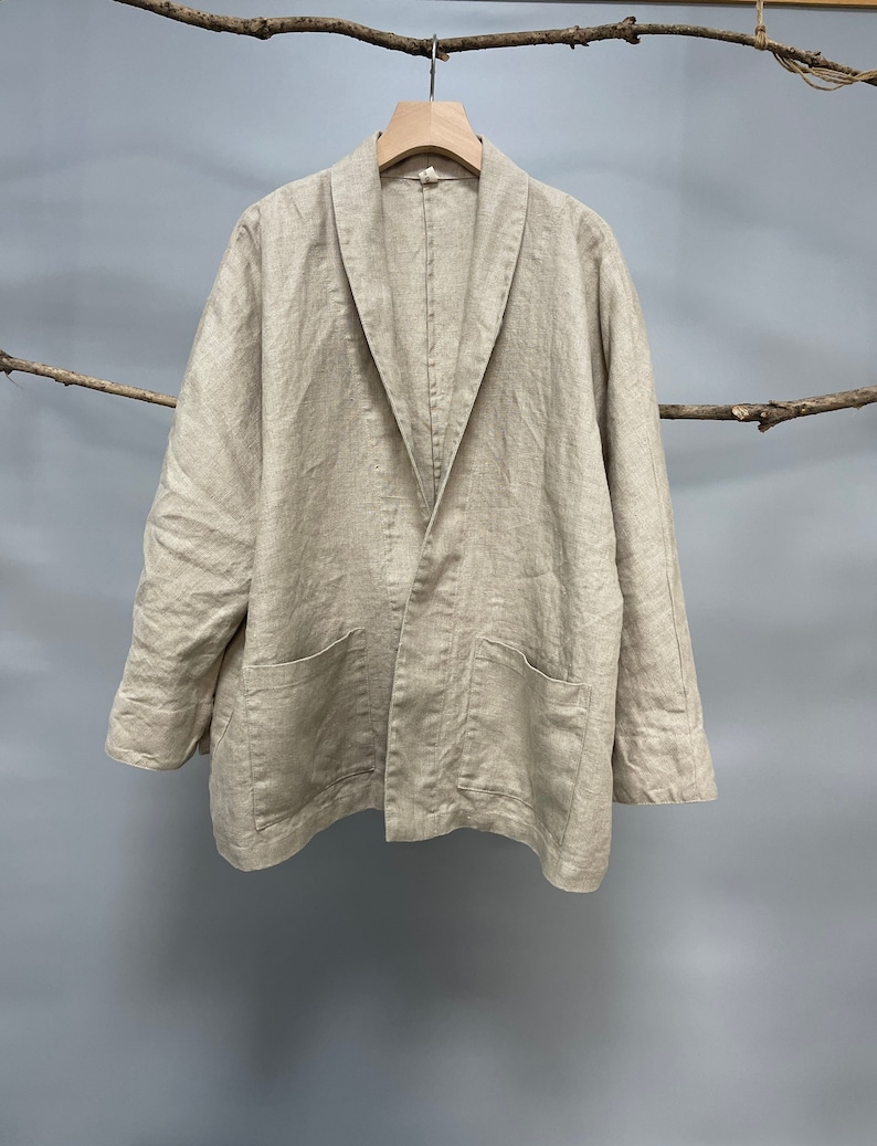 Heavy Linen Cardigan, Classic Linen Cardigan, Open Front Linen Jacket ...