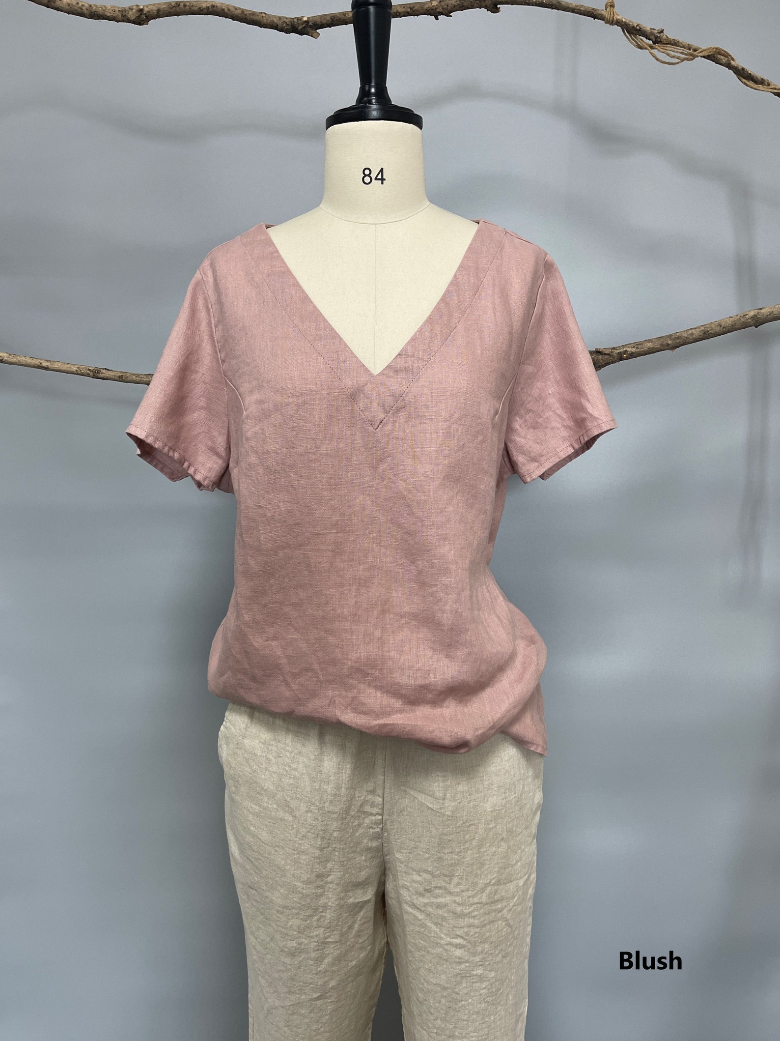 Classic Linen Tee Women Women's Short Sleeve Linen Top - Etsy