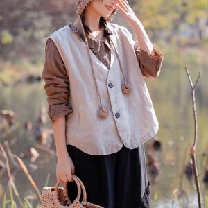 Women's Linen Vest/linen Vest Women/fall Vest Women/heavy | Etsy