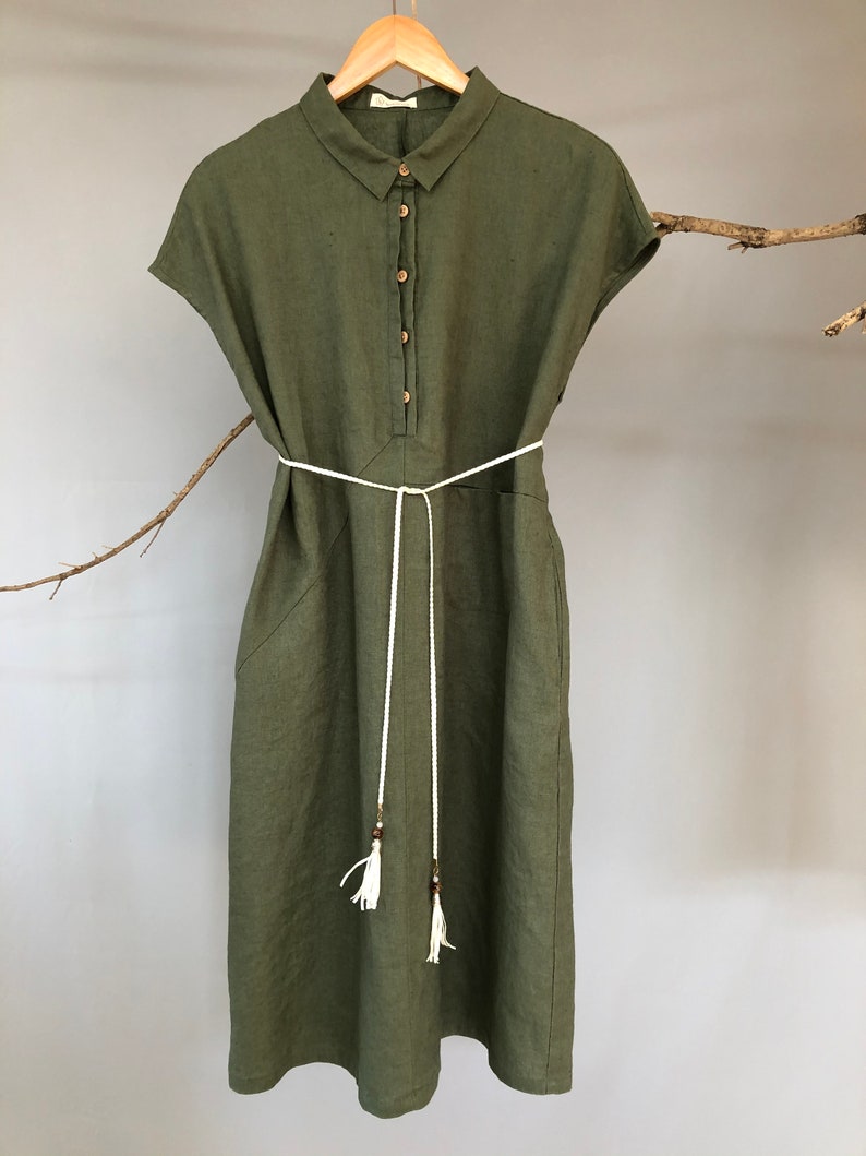 Sheath Linen Dress/linen Shirt Dress/cap Sleeve Sheath - Etsy