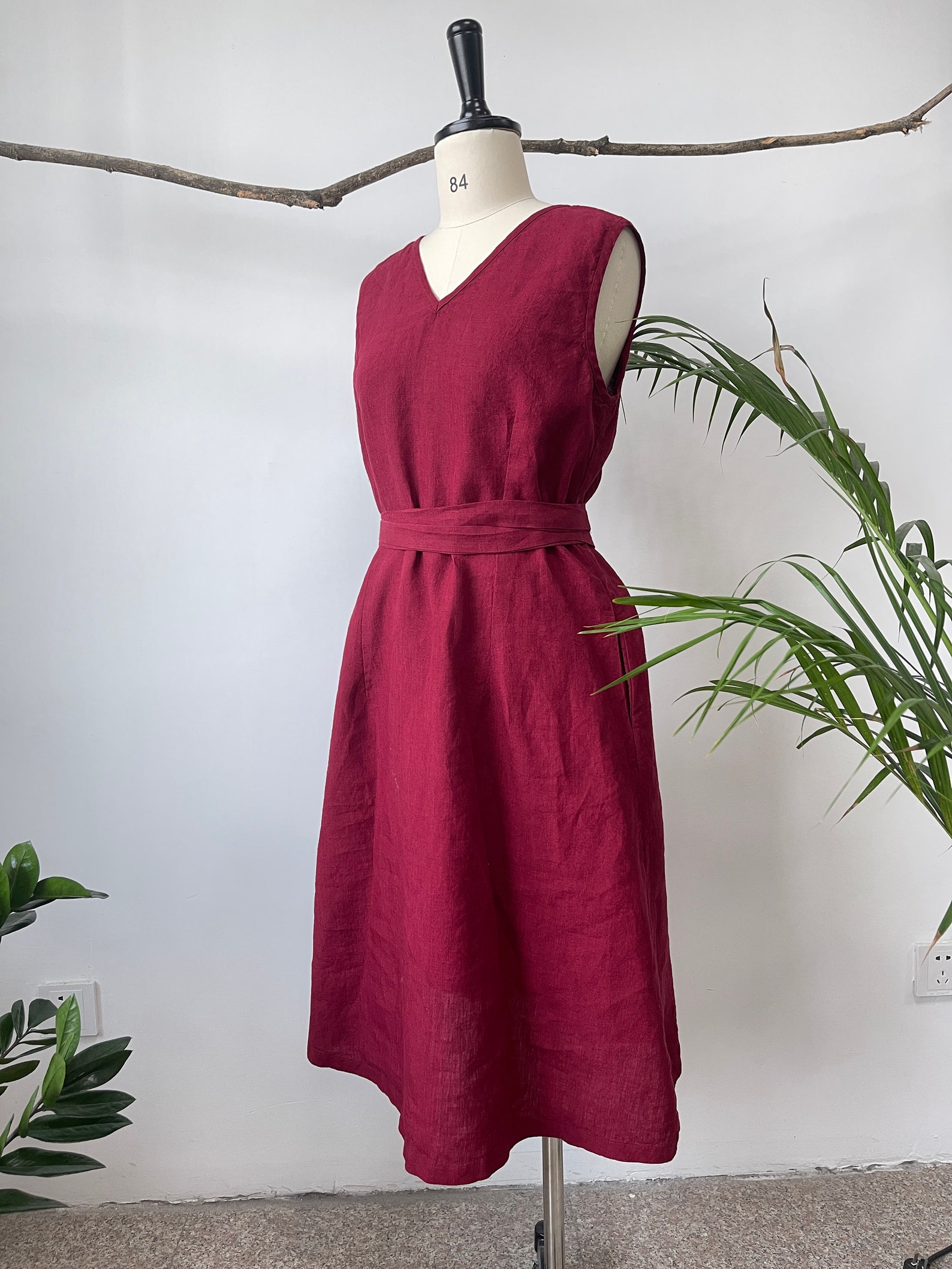 Linen Wrap Dress Sleeveless Midi Dress Sleeveless Wrap - Etsy