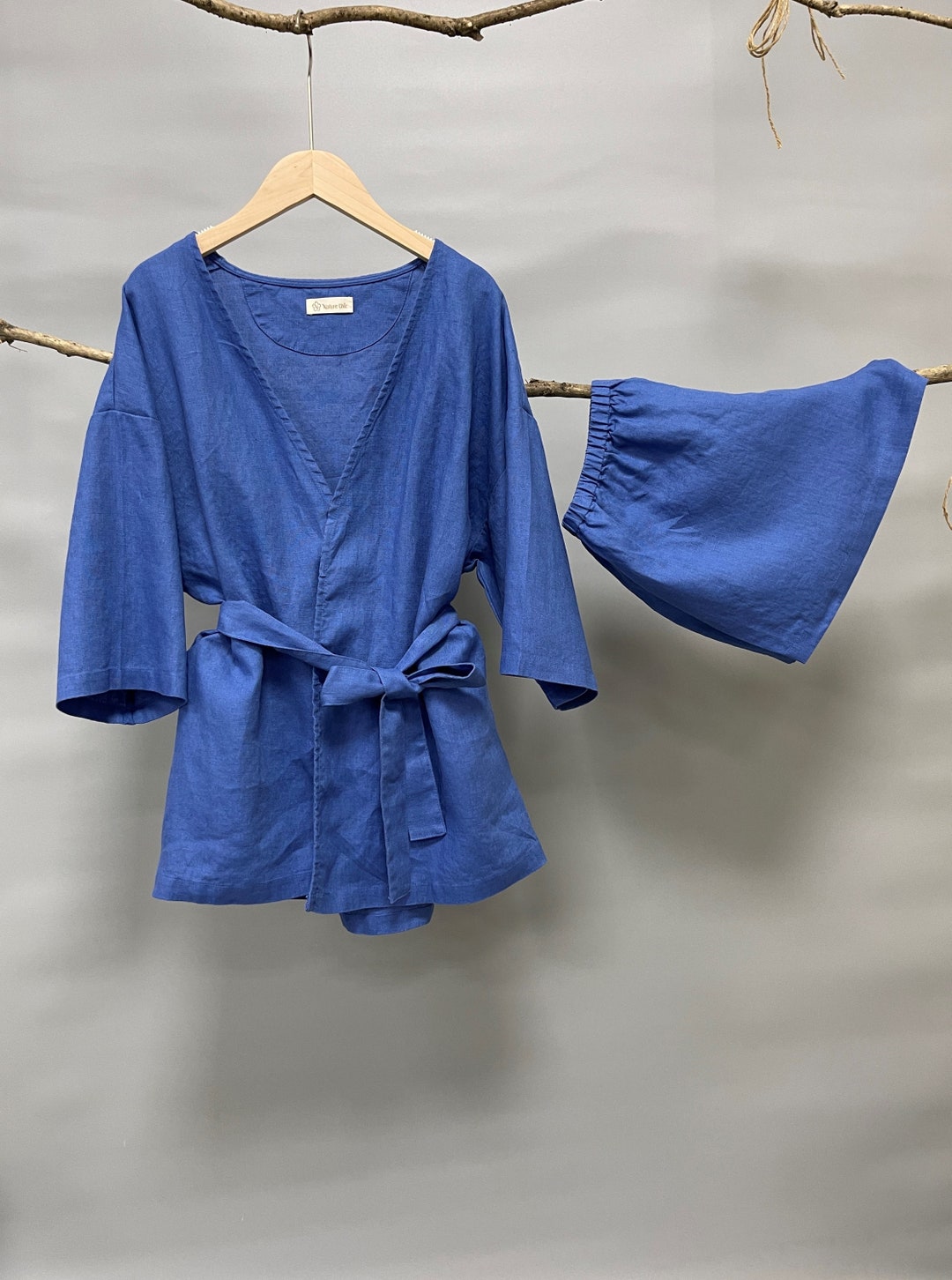 2 Piece Spa Wear/linen Spa Wear/linen Spa Wear/linen Kimono and Shorts ...