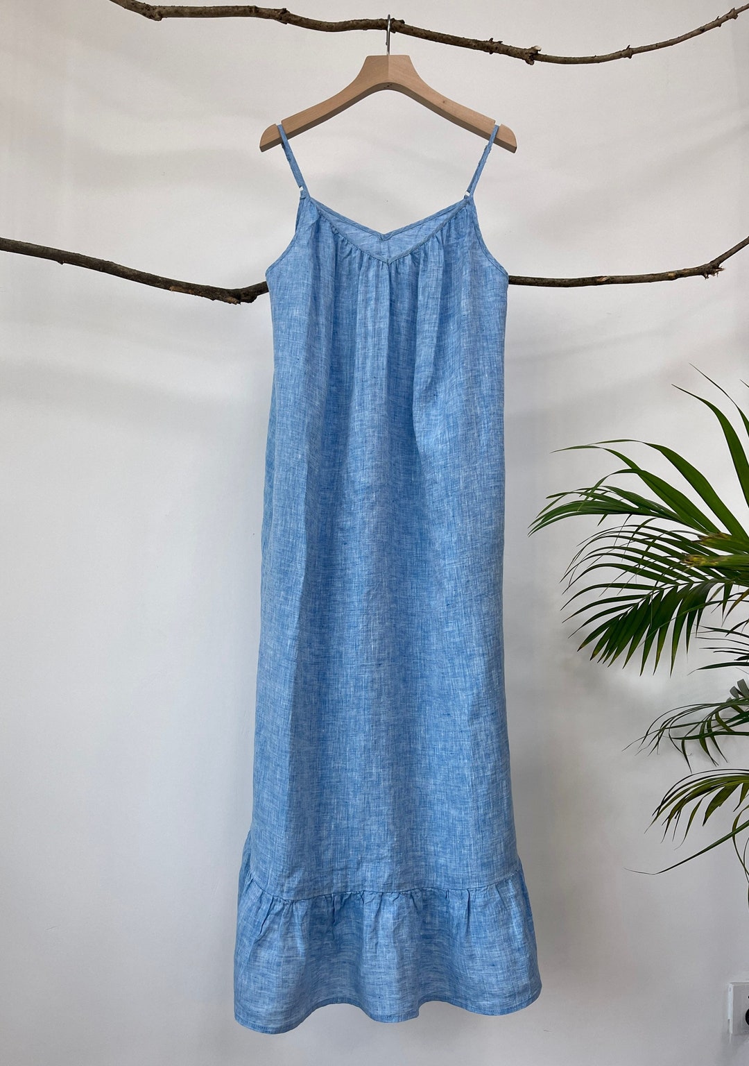 Slip Dress, Linen Slip Dress, V Neck Linen Maxi Dress, Light Linen ...