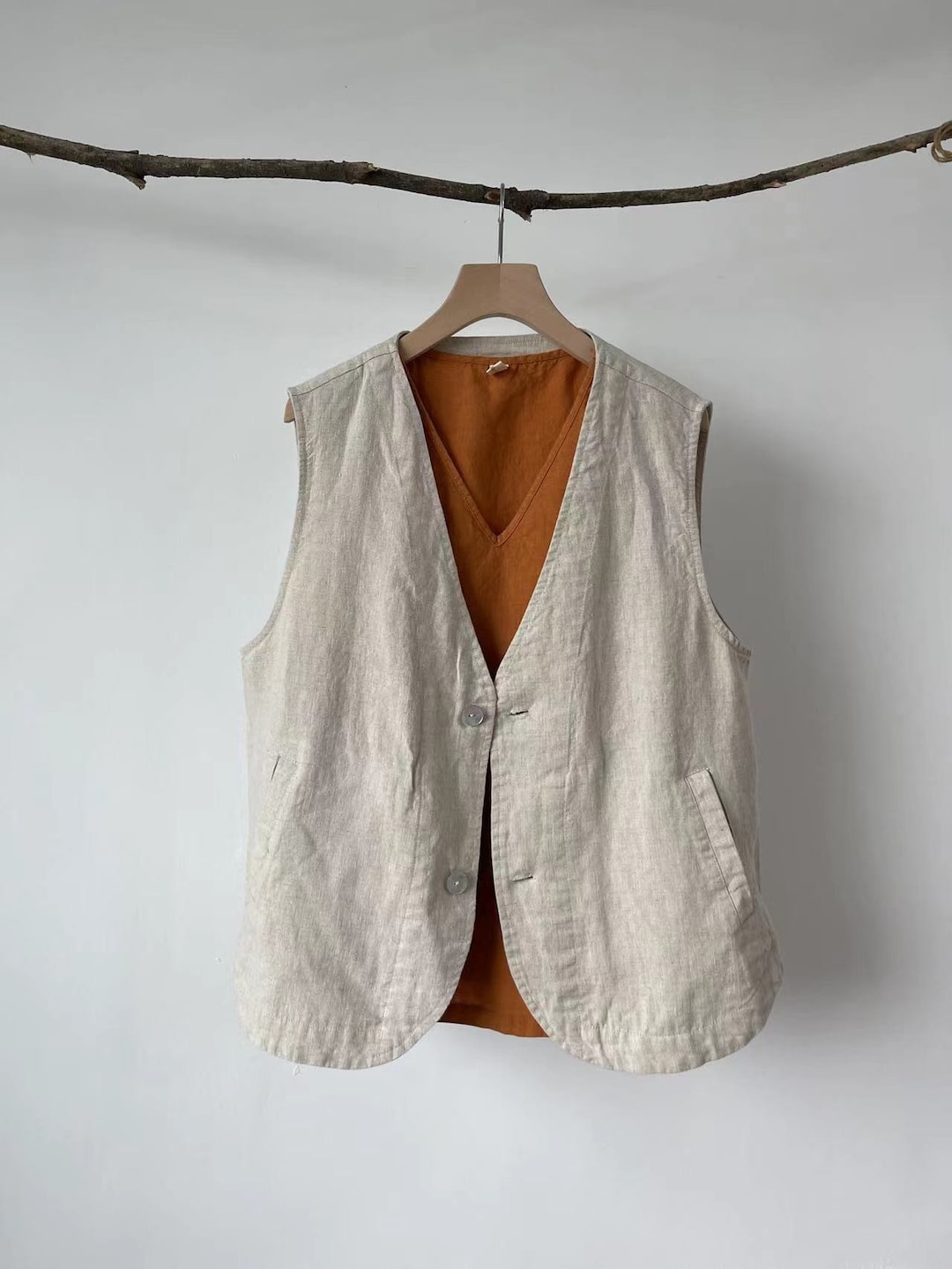 Women's Linen Vest/linen Vest Women/fall Vest Women/heavy Linen Vest ...