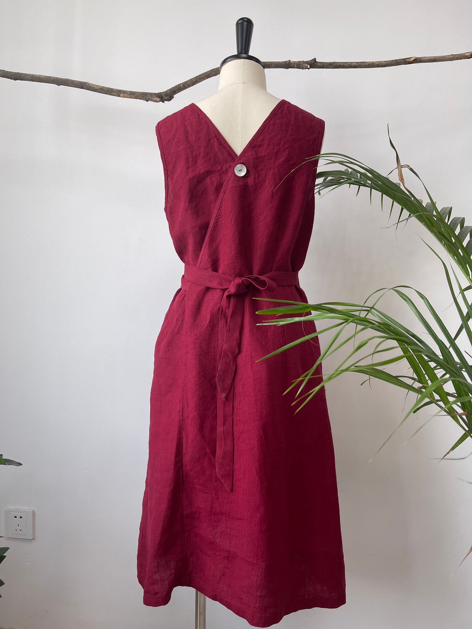 Linen Wrap Dress Sleeveless Midi Dress Sleeveless Wrap - Etsy