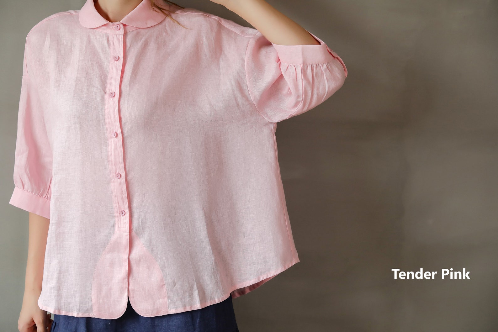 Swing Shirt, Linen Blouse, A-shape Blouse, Peter Pan Collar Shirt ...