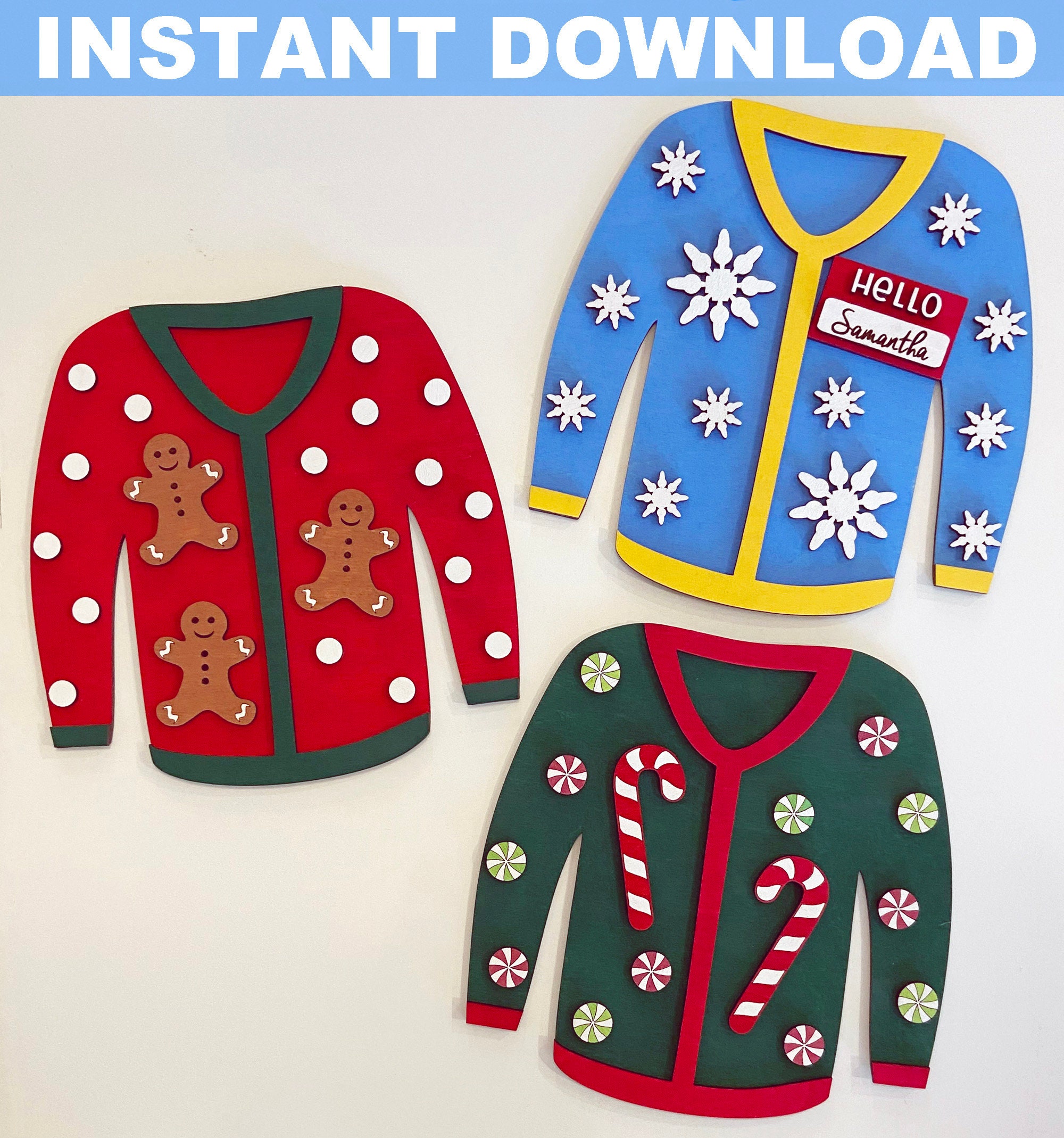 Cardigan Christmas Sweater File Instant Download for DIY Kit | Etsy