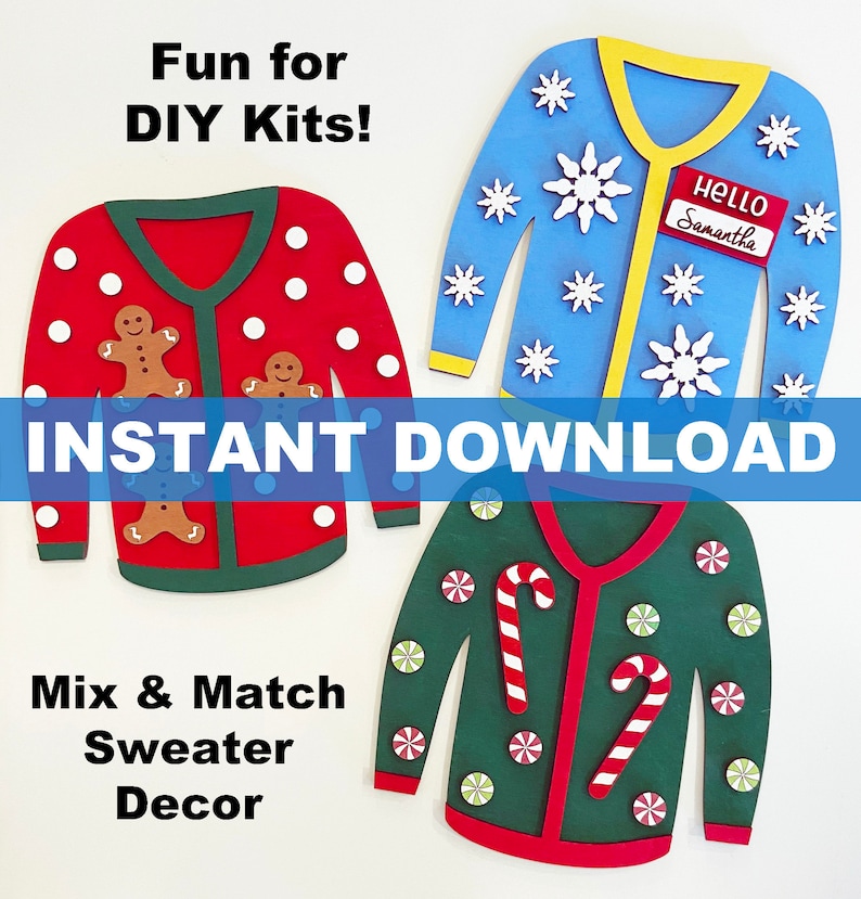 Cardigan Christmas Sweater File Instant Download for DIY Kit - Etsy