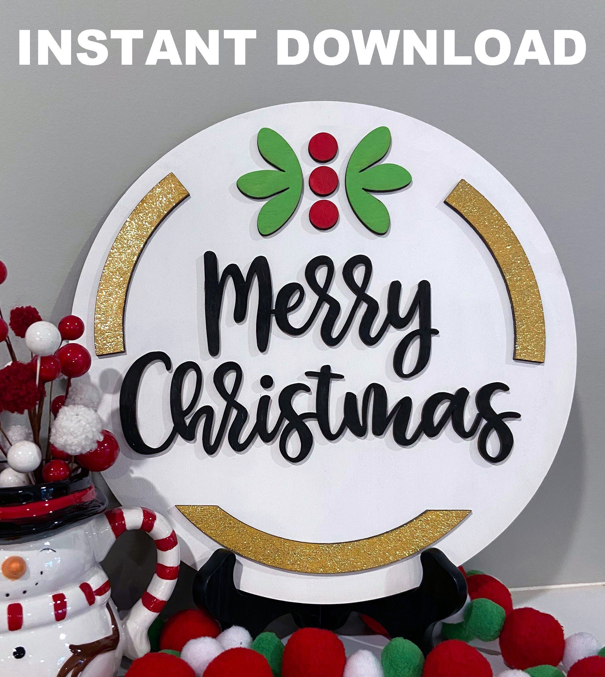 Merry Christmas Signs Instant Download Set of 2 Designs DIY | Etsy