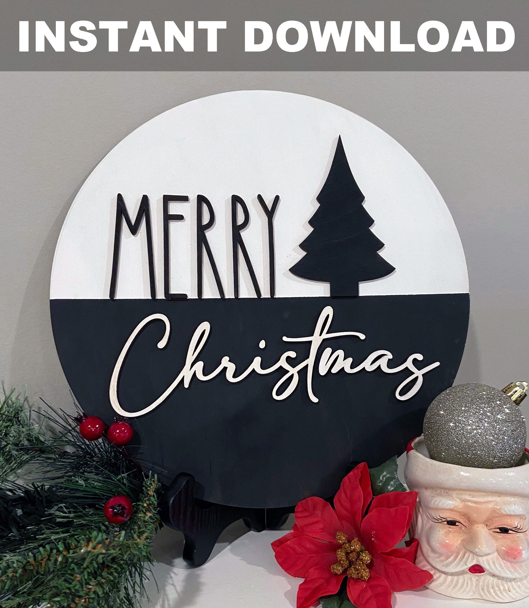 Merry Christmas Signs Instant Download Set of 2 Designs DIY | Etsy