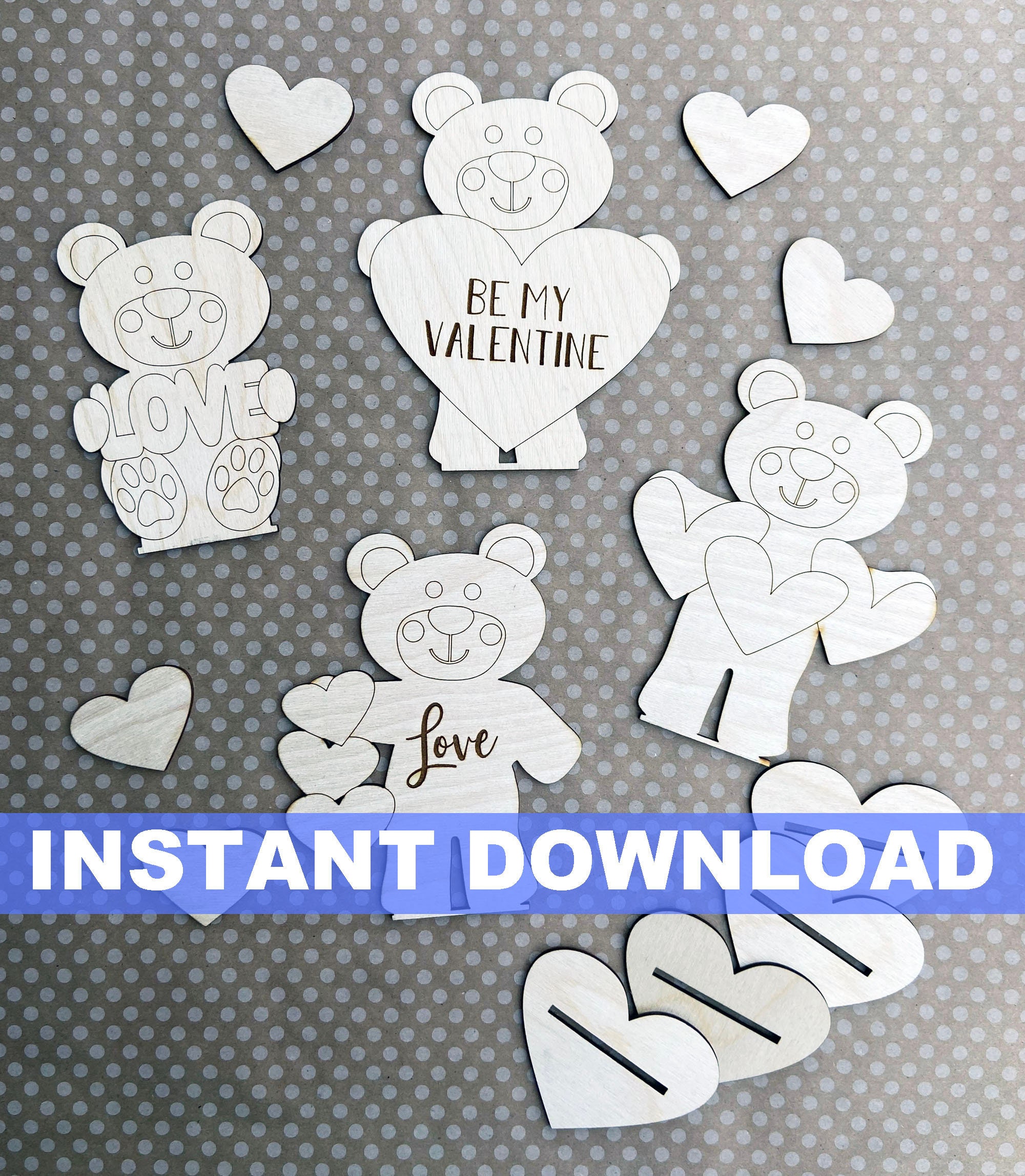 Valentine's Day Teddy Bear File Instant Download for DIY Kit, SVG, DXF ...