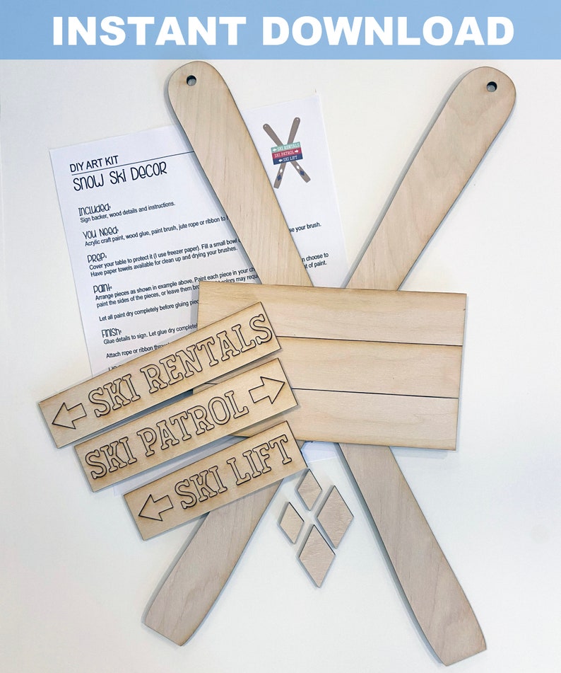 Ski Sign Door Hangers Instant Download With Bonus Skis Ornament, DIY ...