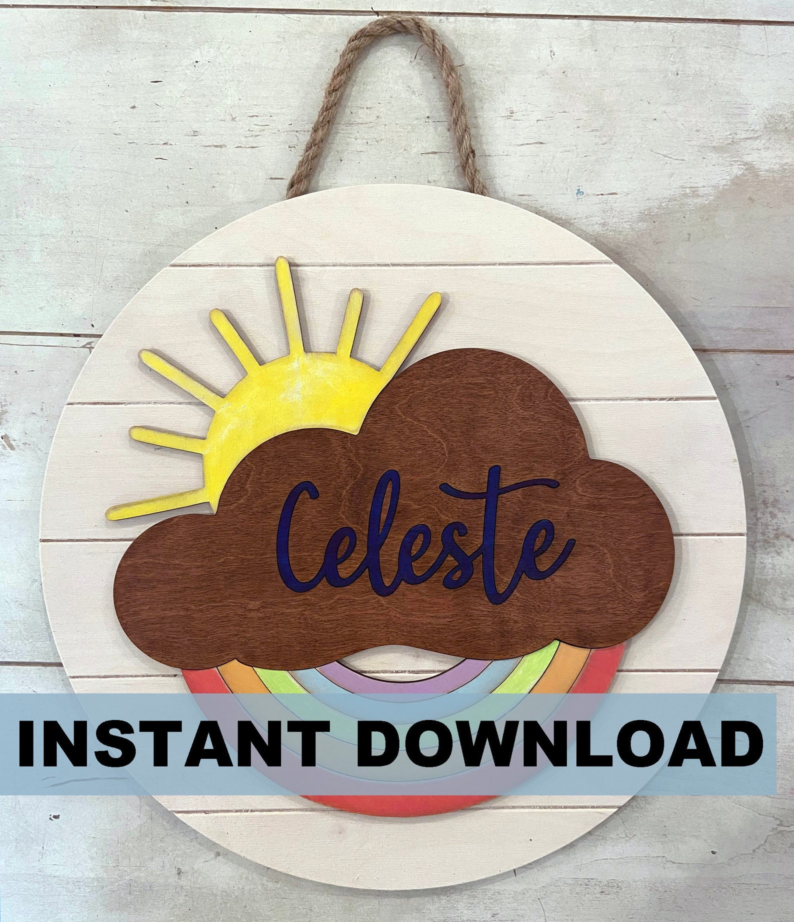 Rainbow Baby Round Name Sign SVG, Digital File for Laser, Cricut ...
