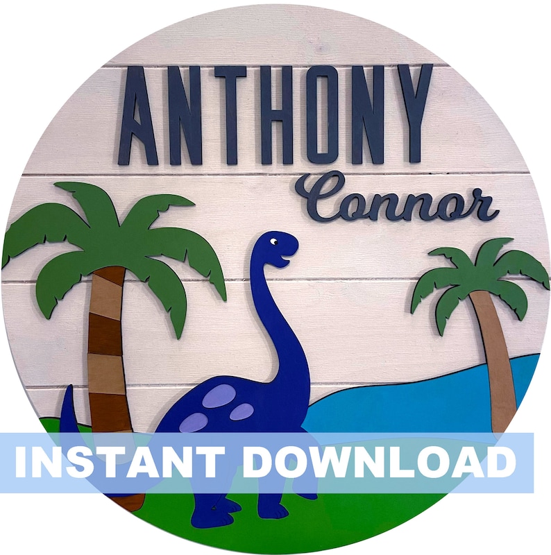 DINOSAUR Round Name Sign SVG Digital File for Laser Cricut - Etsy