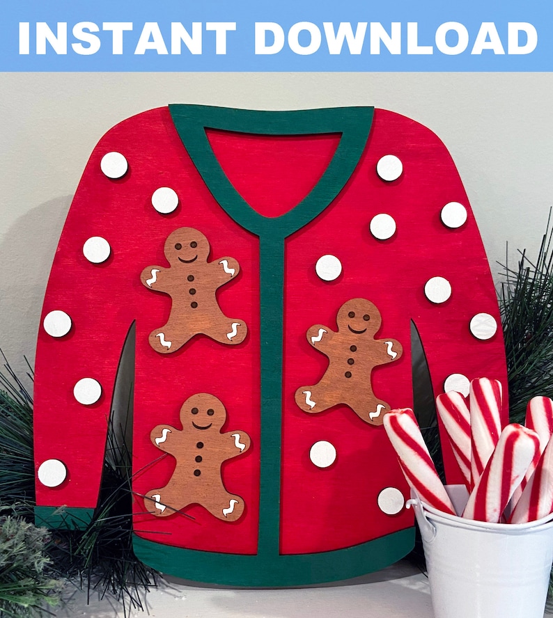 Cardigan Christmas Sweater File Instant Download for DIY Kit | Etsy