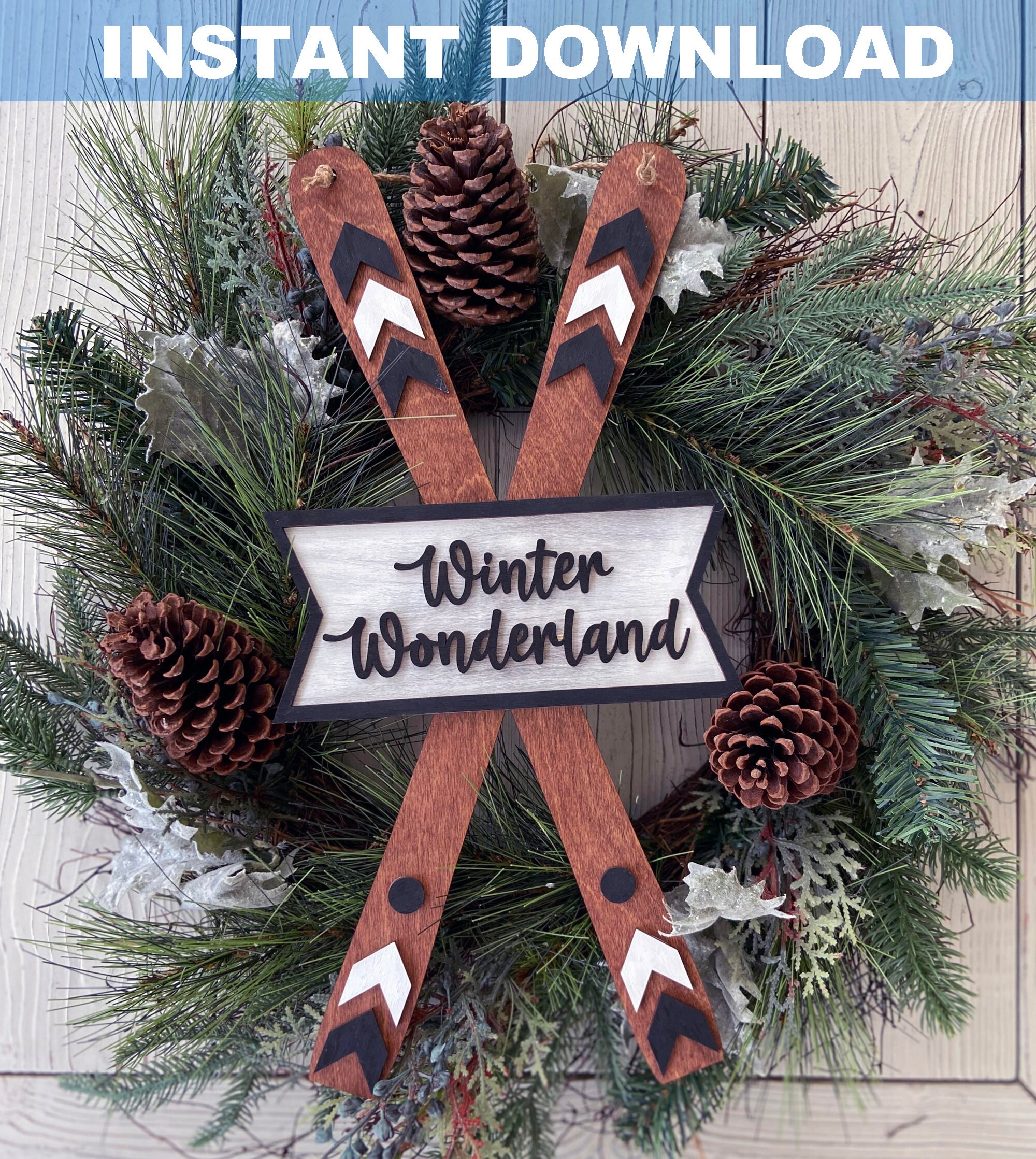 Ski Sign Door Hangers Instant Download With Bonus Skis Ornament, DIY ...