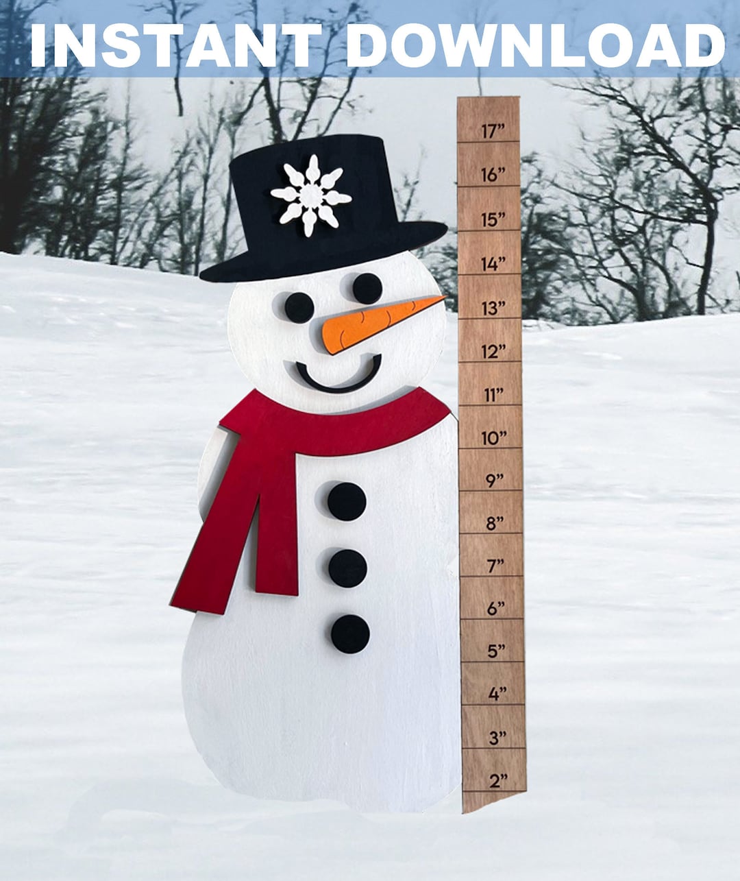 Snowman Snow Measuring Sticks Instant Download, 4 Design Files, DIY Kit ...