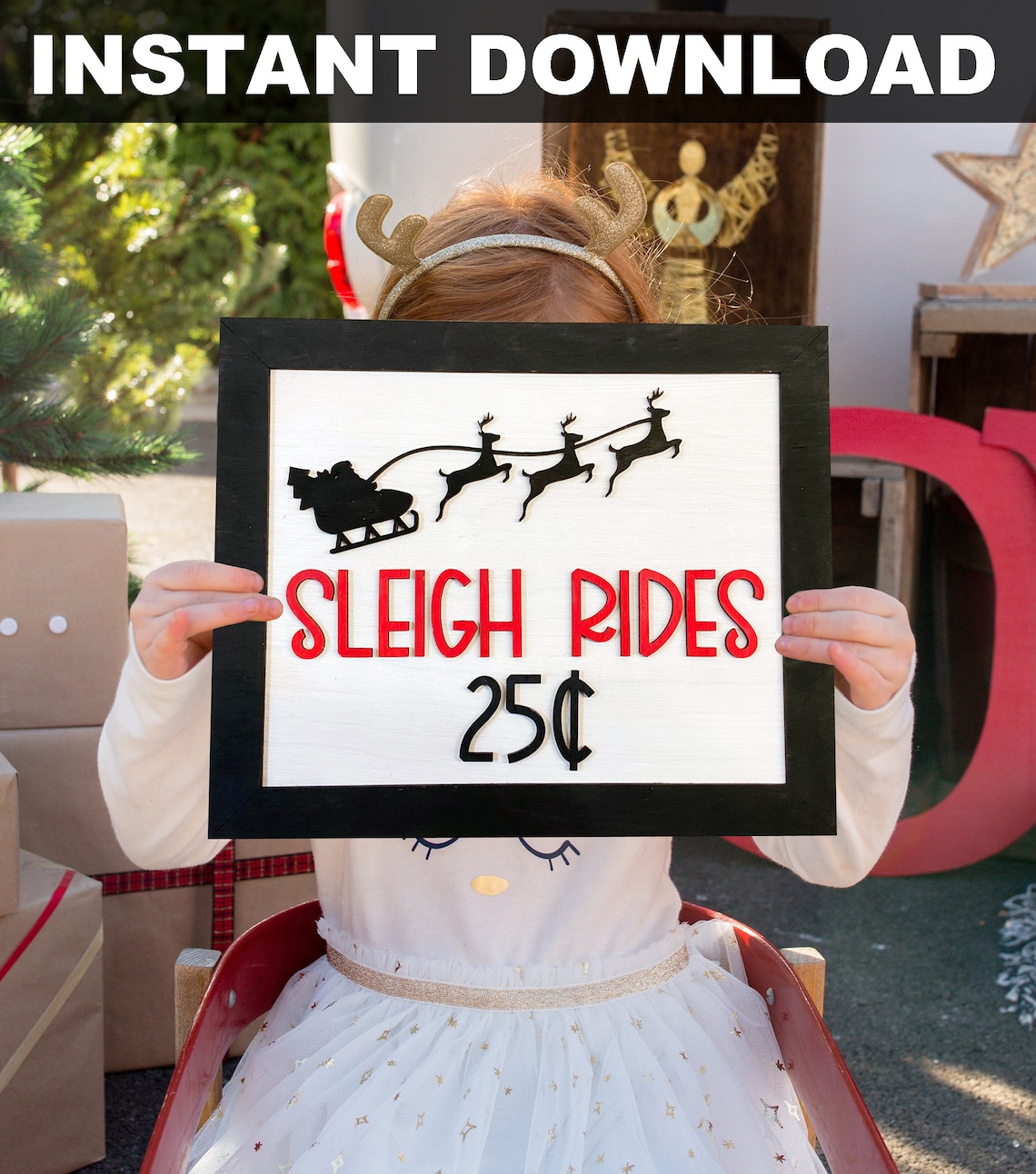 Santa Sleigh Signs FILE Instant Download, Set of 3 Designs, SVG File ...