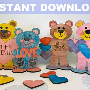 Valentine's Day Teddy Bear File Instant Download for DIY Kit, SVG, DXF ...