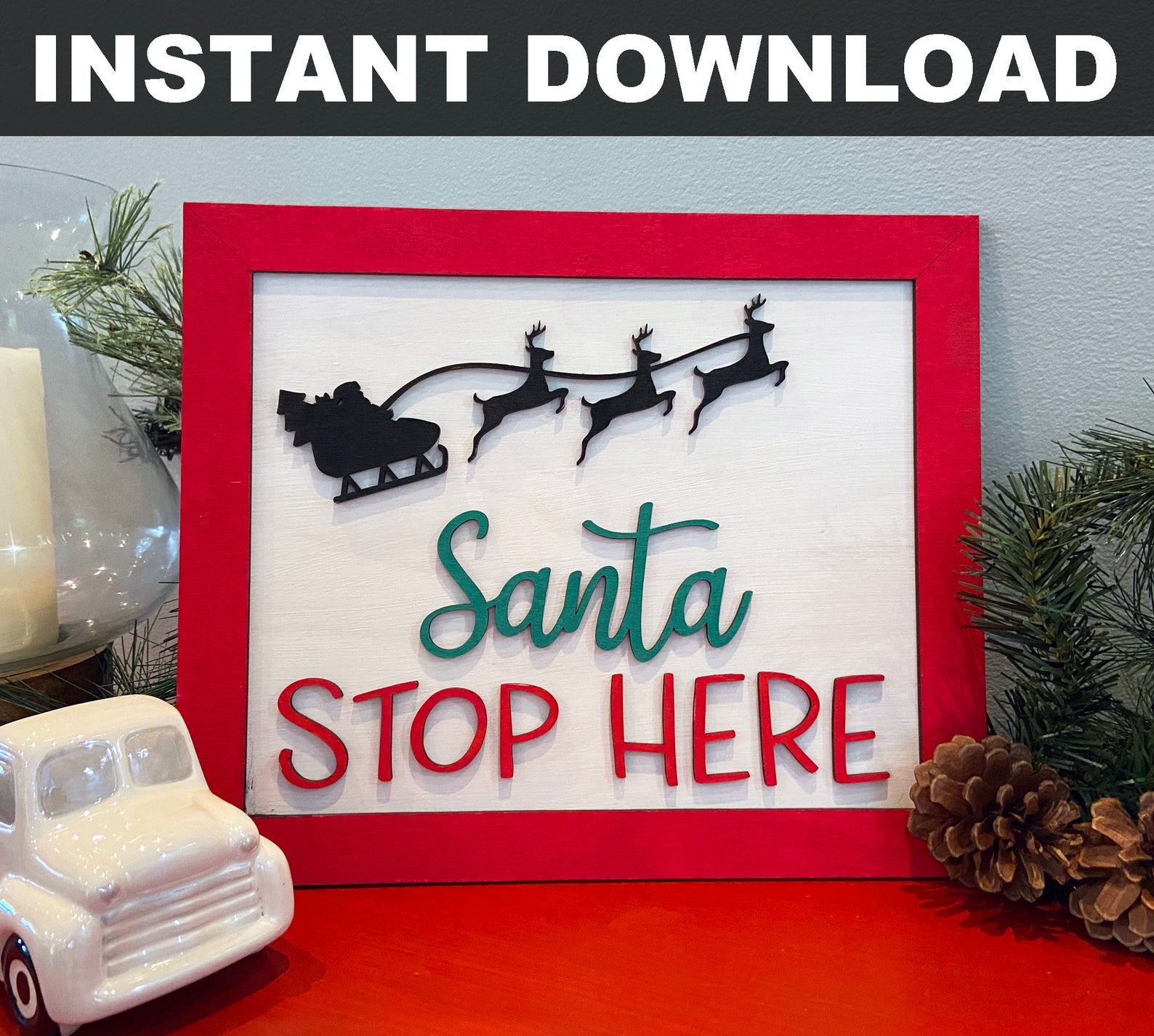 Santa Sleigh Signs FILE Instant Download, Set of 3 Designs, SVG File ...