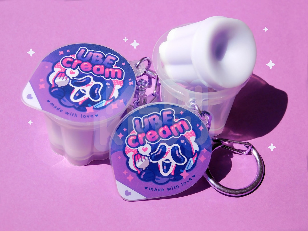 Slasher Ube Pudding Cup Charm | Squishy Toy Fidget Keychain Cute ...
