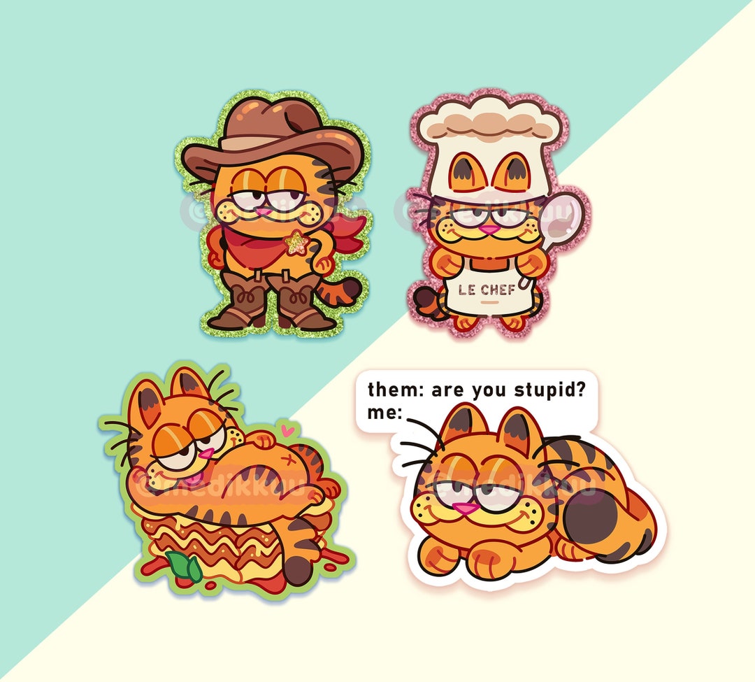 Funny Fat Lazy Orange Cat Stickers 2.5 3 Stickers - Etsy