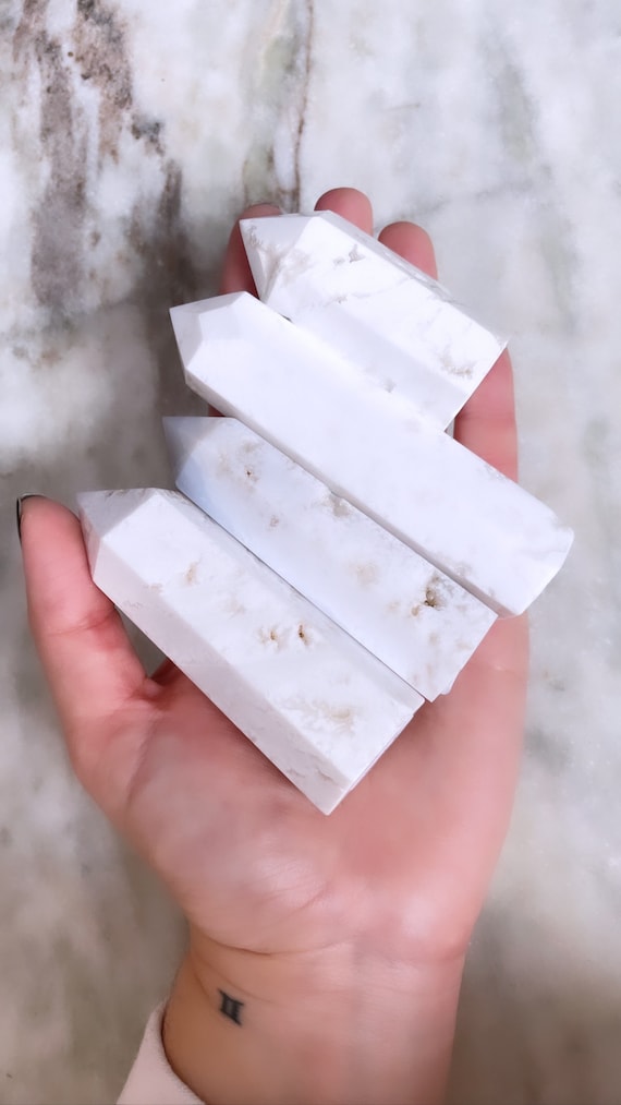 Snow White Agate Towers Snow White Agate Obelisks Snow | Etsy