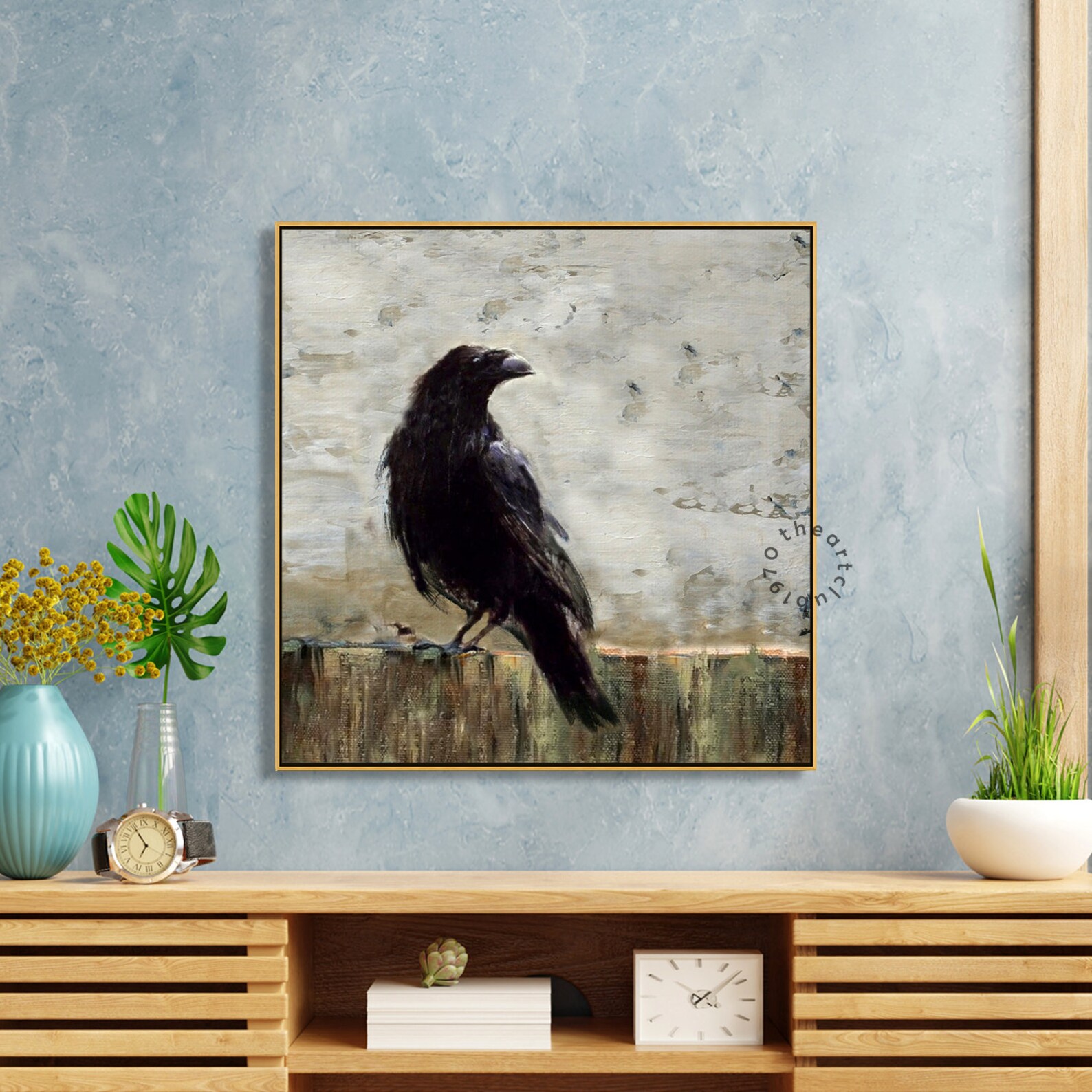 Acrylic Crow Painting Original Bird Oil Painting on Canvas Black Raven ...