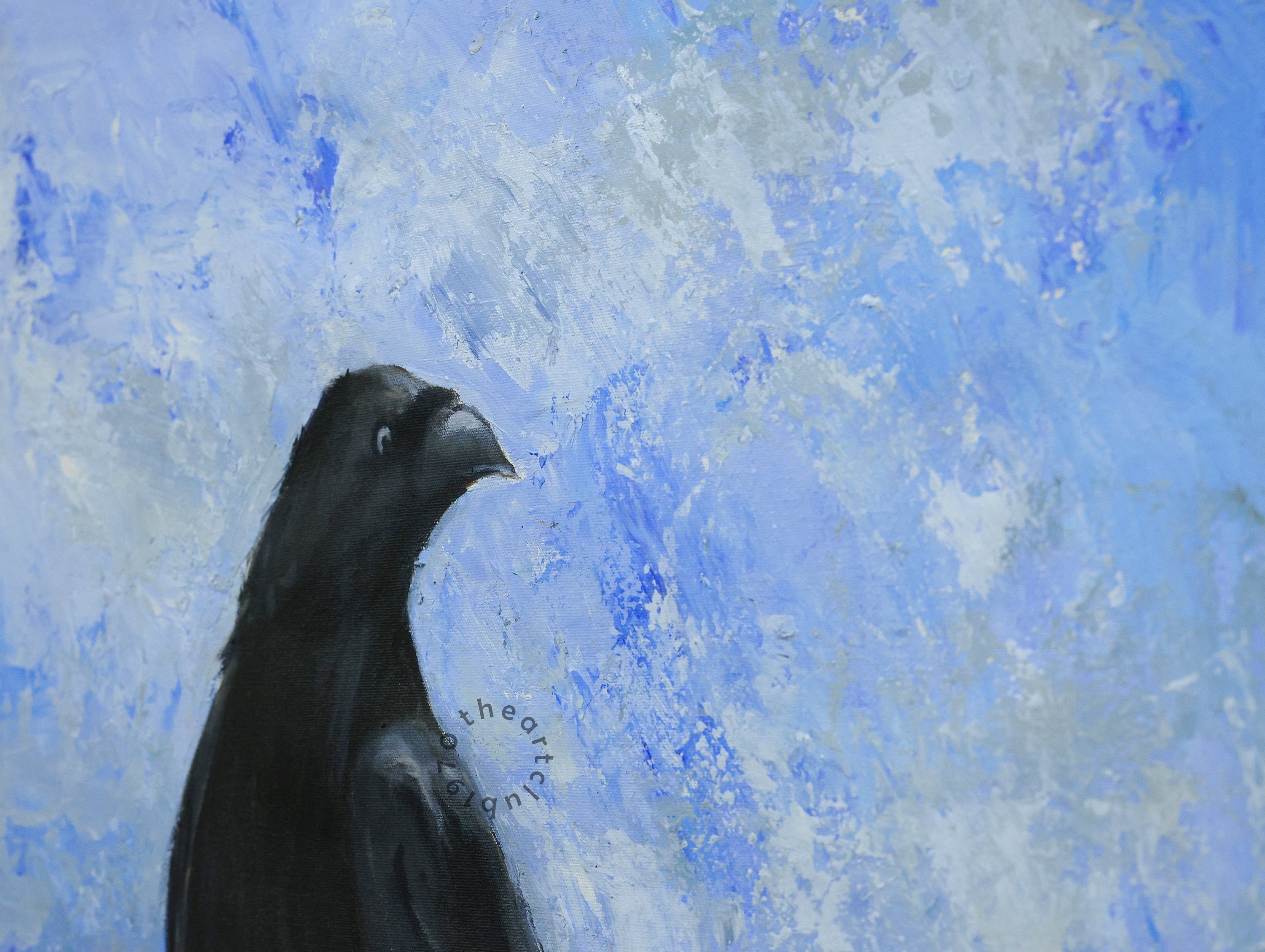Abstract Crow Painting Original Bird Painting on Canvas Black Raven ...