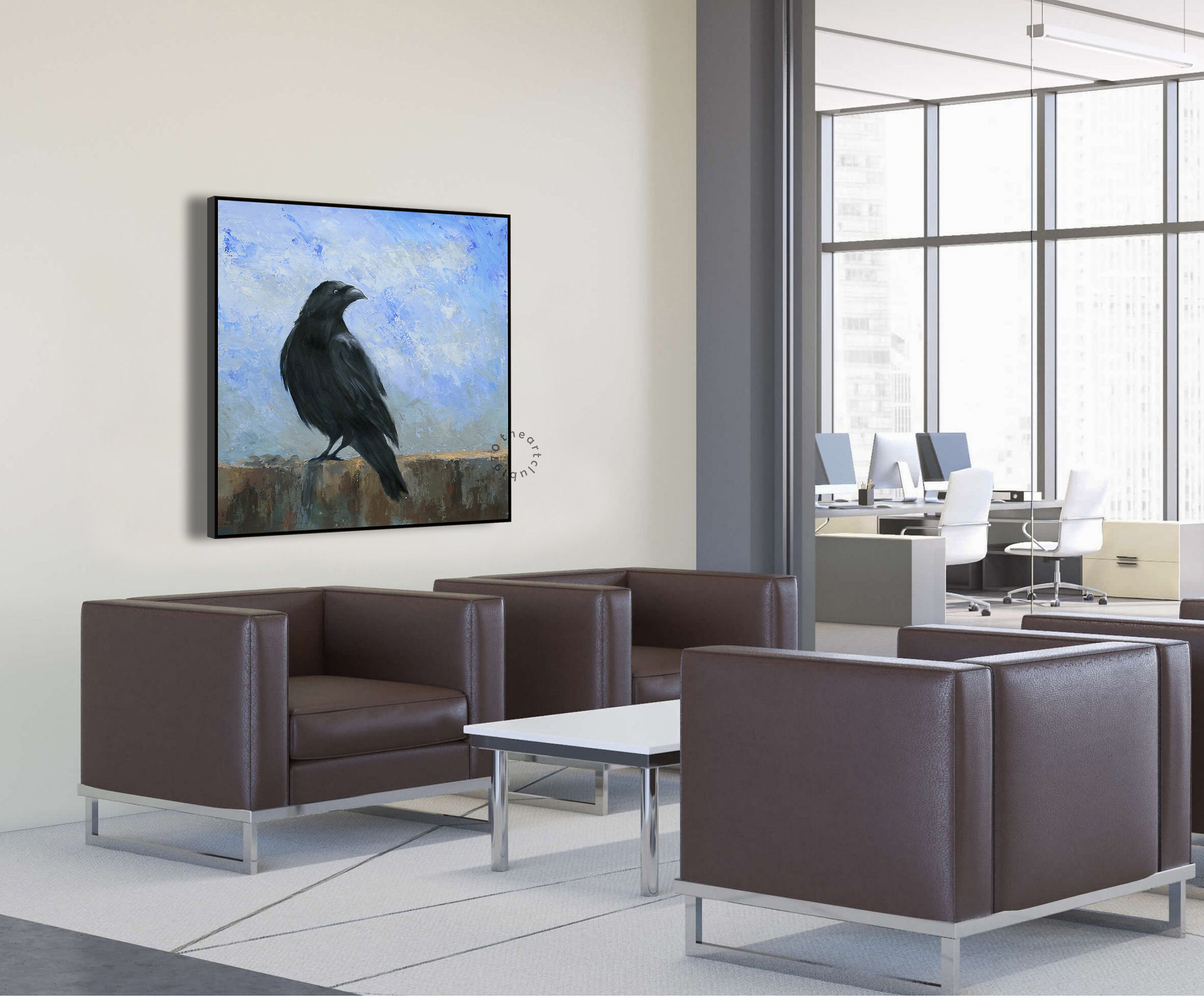 Abstract Crow Painting Original Bird Painting on Canvas Black Raven ...