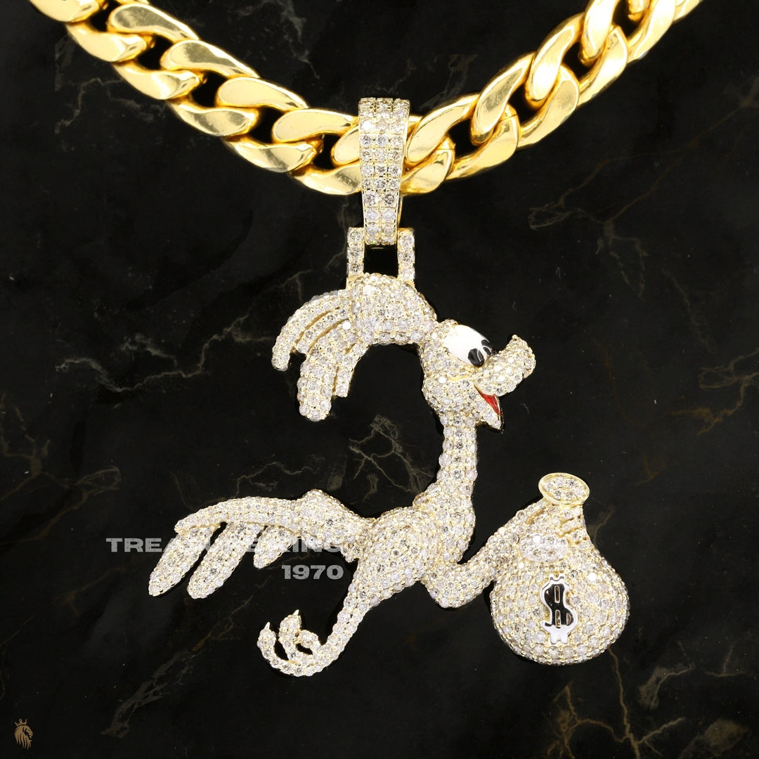 Custom Duck Cartoon Pendant Looney Tones 14K Solid Gold - Etsy