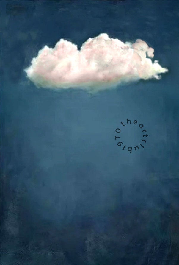 Original White Cloud Wall Art Emerald Blue Cloud Painting - Etsy