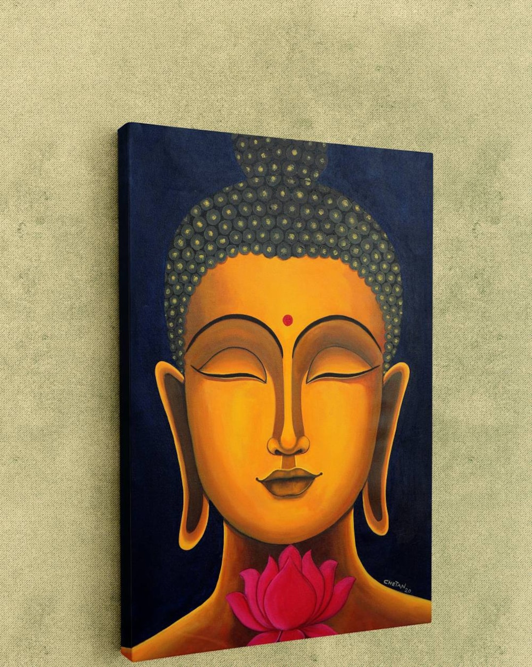 The Golden Buddha With Pink Louts,meditating Buddha for Home Decoration ...