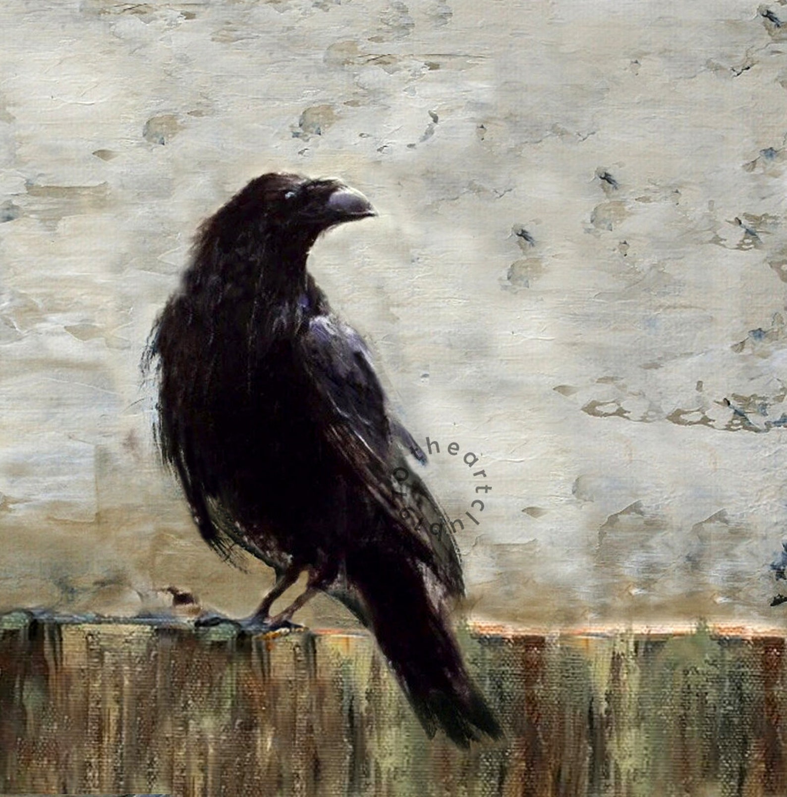 Acrylic Crow Painting Original Bird Oil Painting on Canvas Black Raven ...