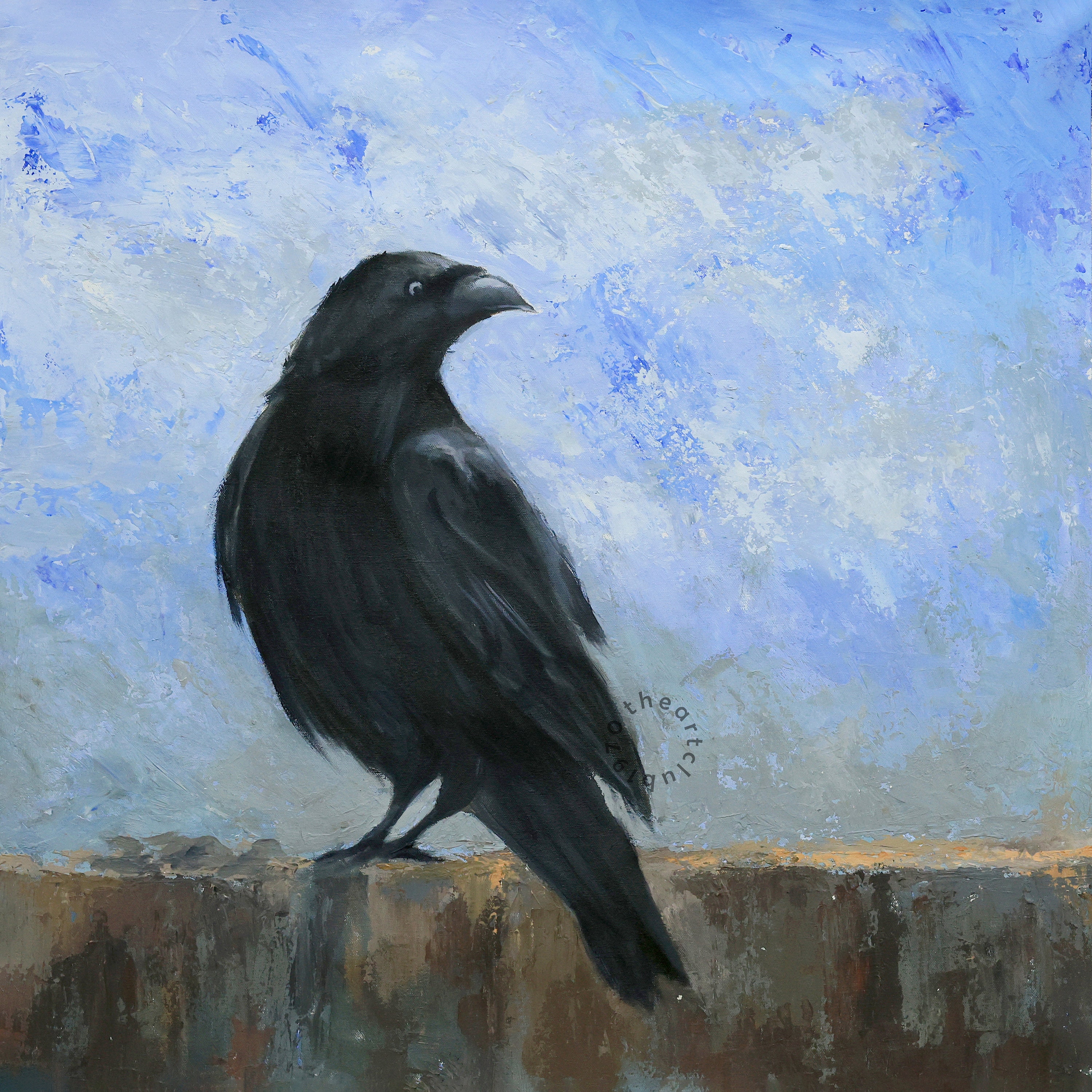 Abstract Crow Painting Original Bird Painting on Canvas Black Raven ...